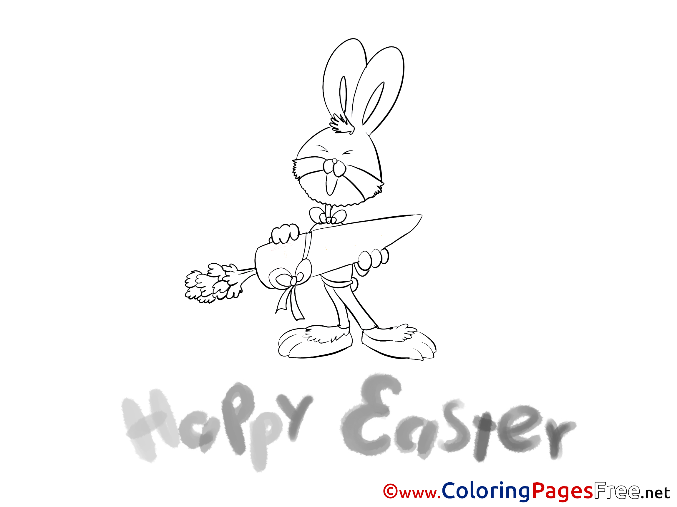 Carrot Rabbit Colouring Sheet download Easter