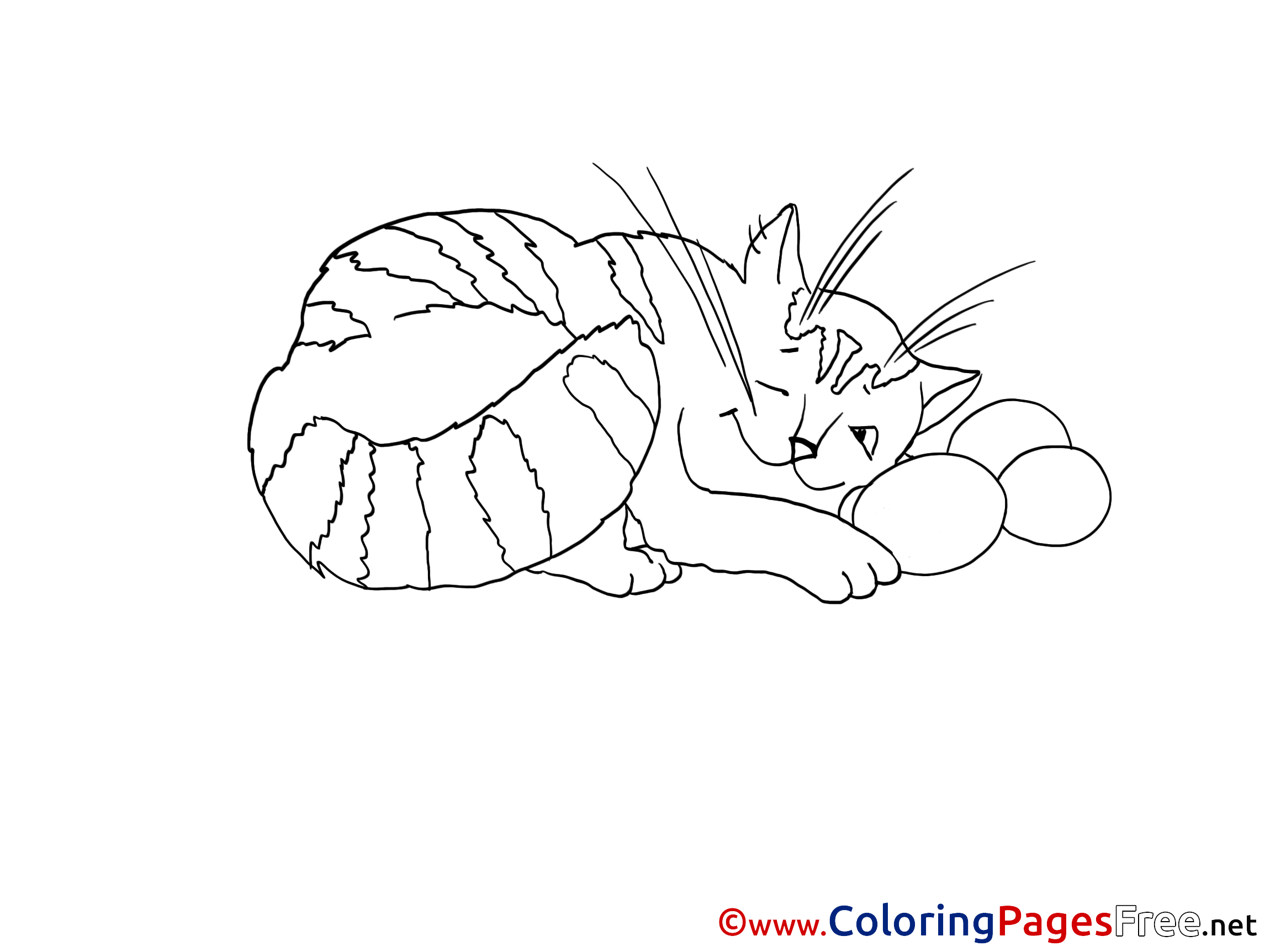 Cat sleeps printable Coloring Pages Easter