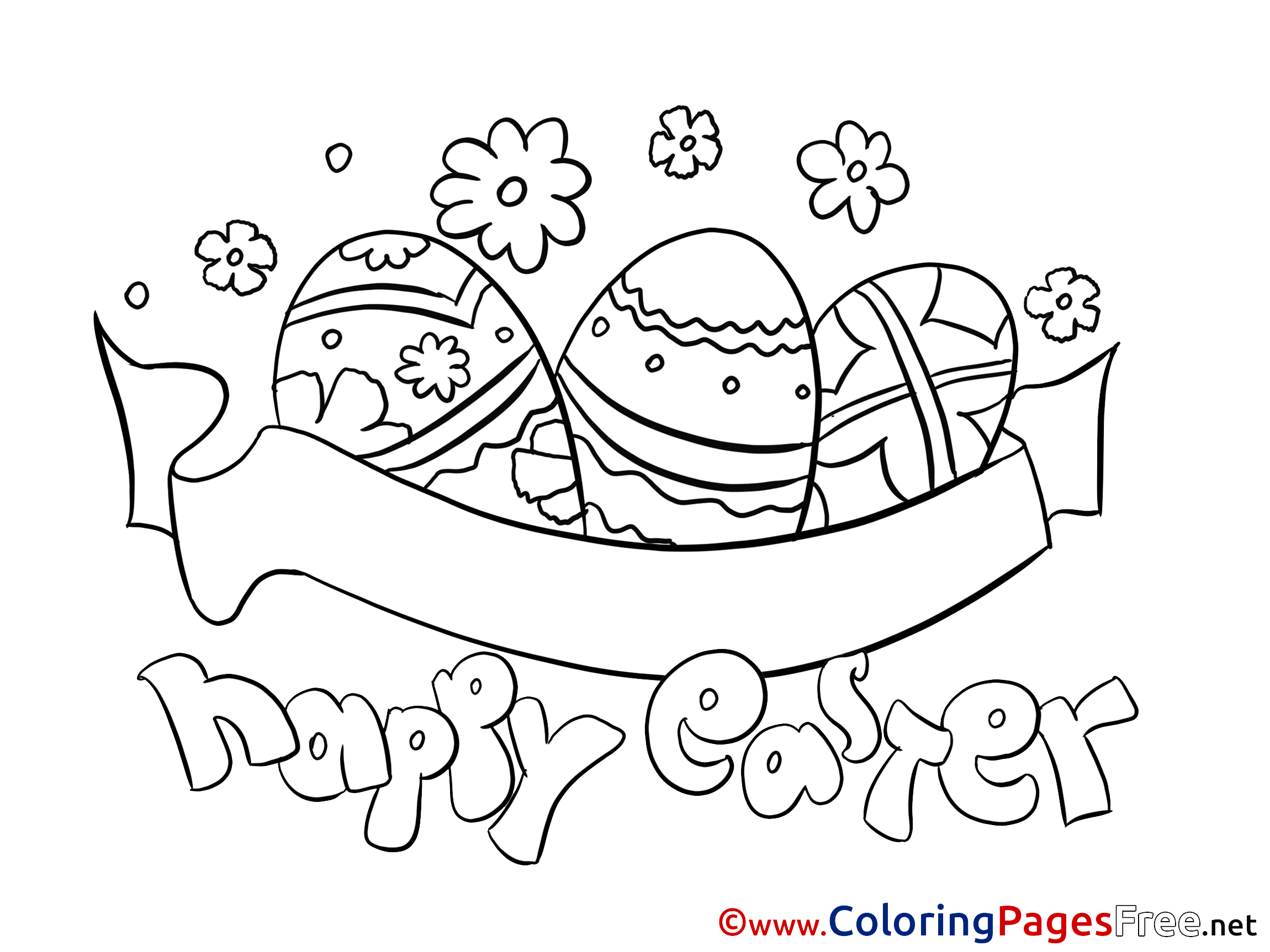 Happy Easter Colouring Page Easter free