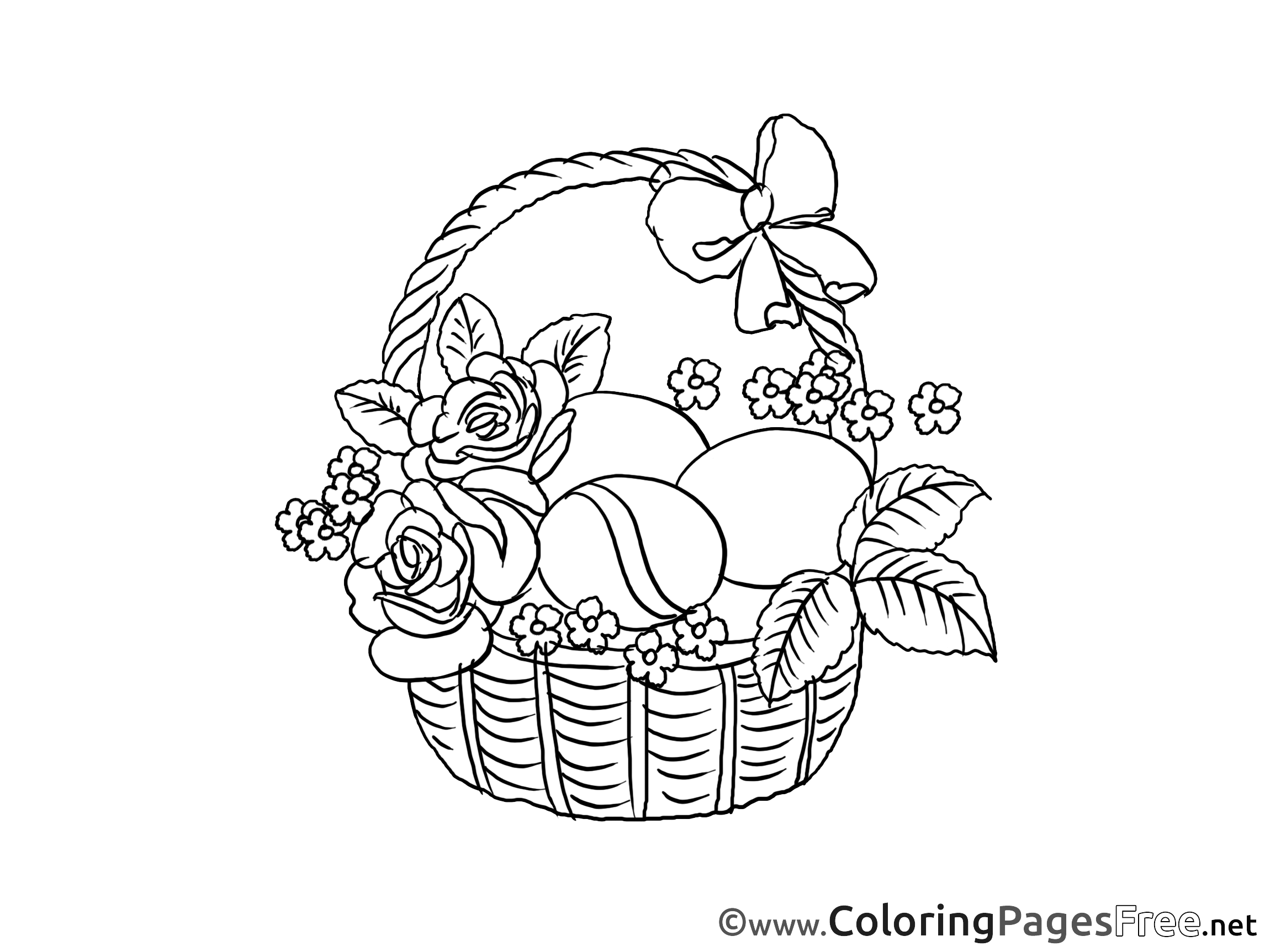 coloring pages of baskets of roses