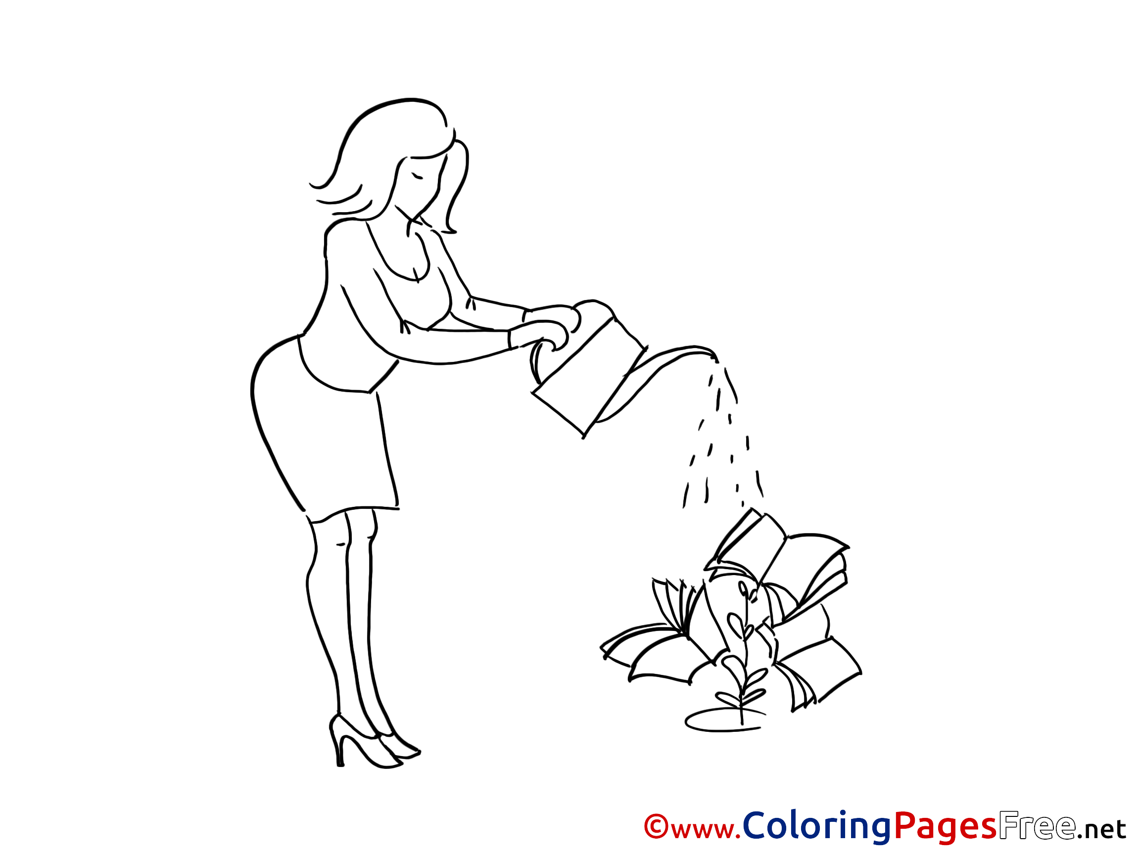 Economy Woman pours Coloring Sheets download free