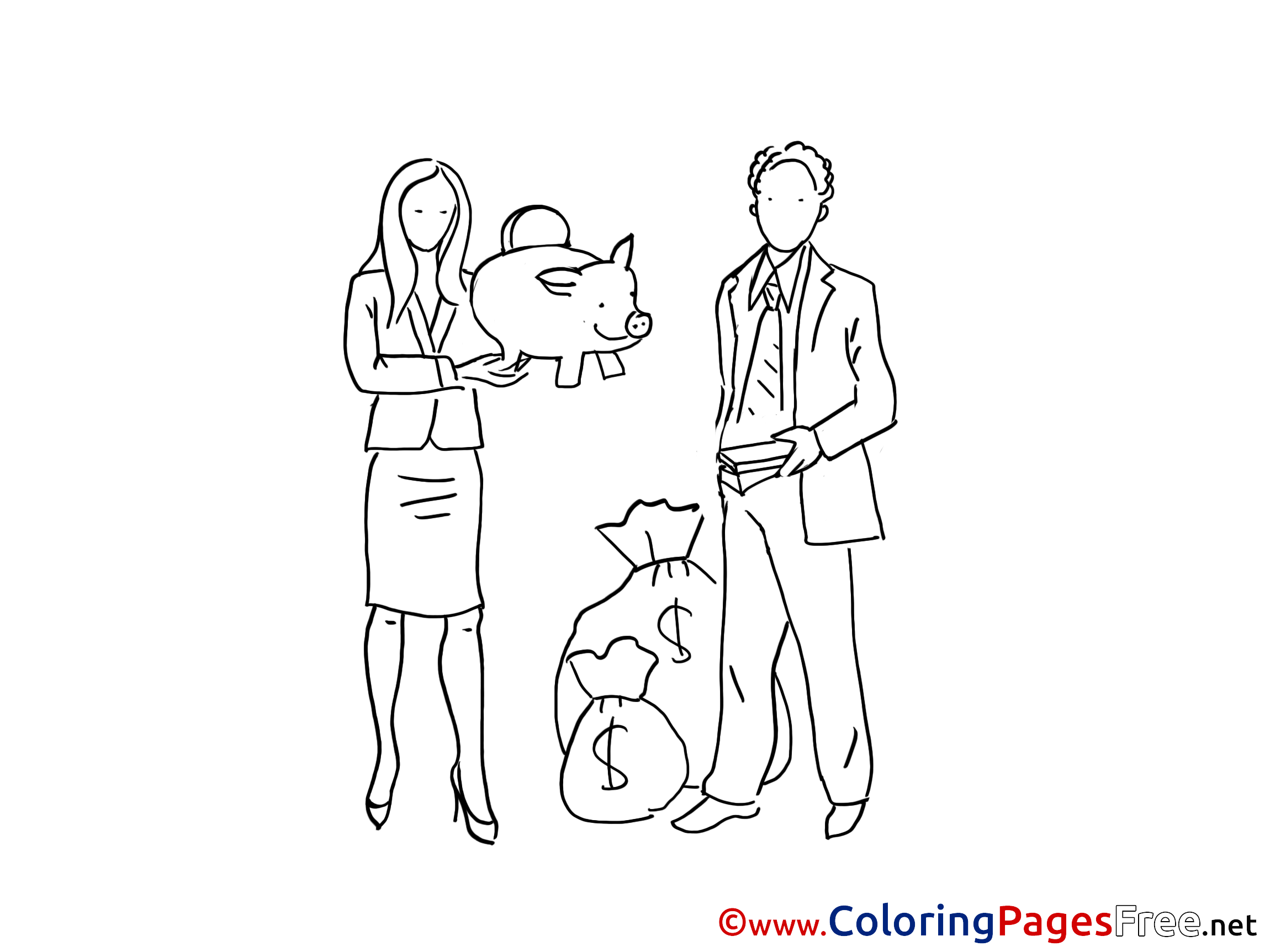 Piggy Bank Money Kids free Coloring Page