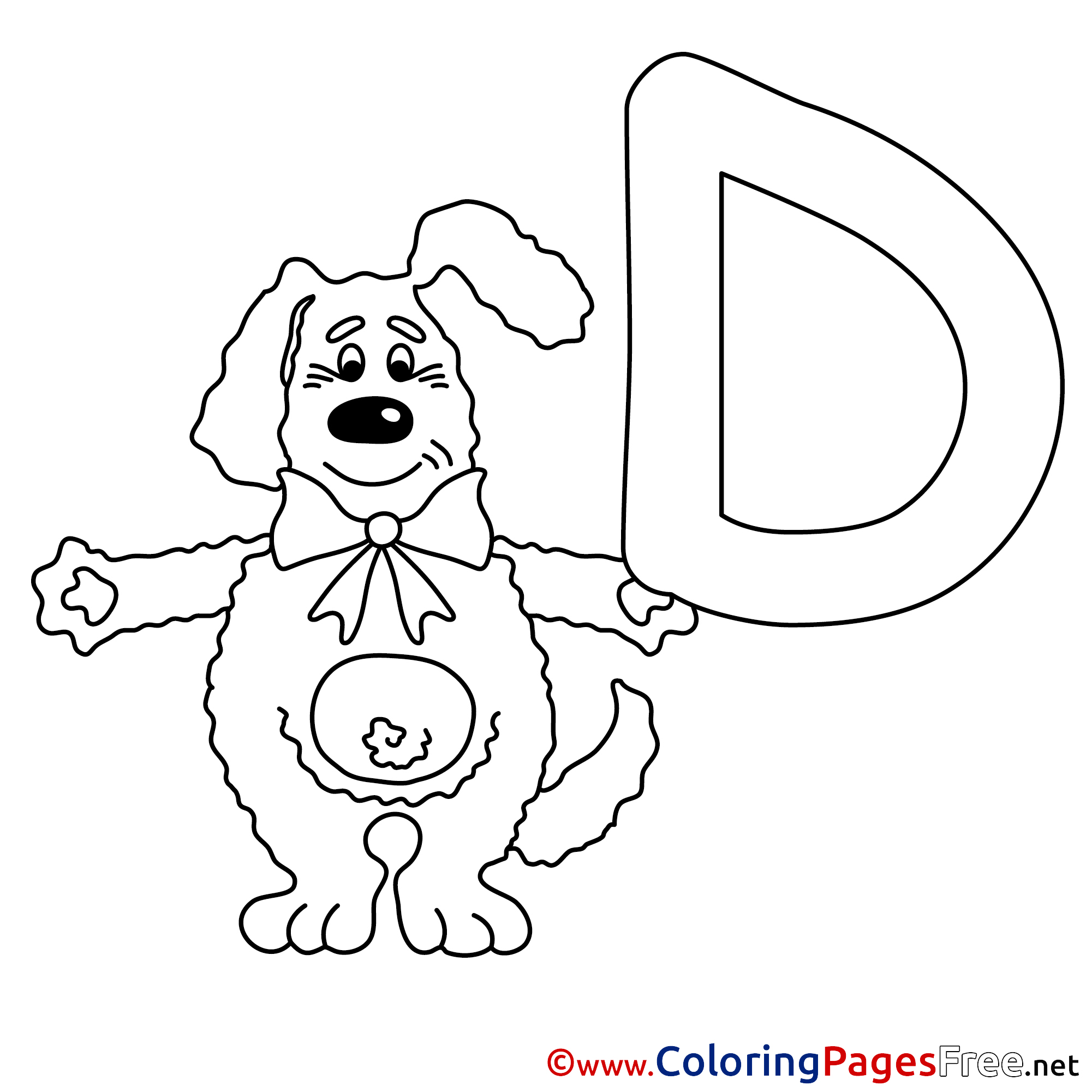 Dog free Colouring Page Alphabet