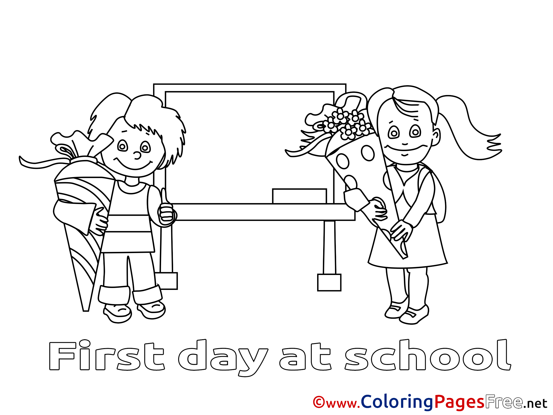 Classroom Pupils Kids free Coloring Page