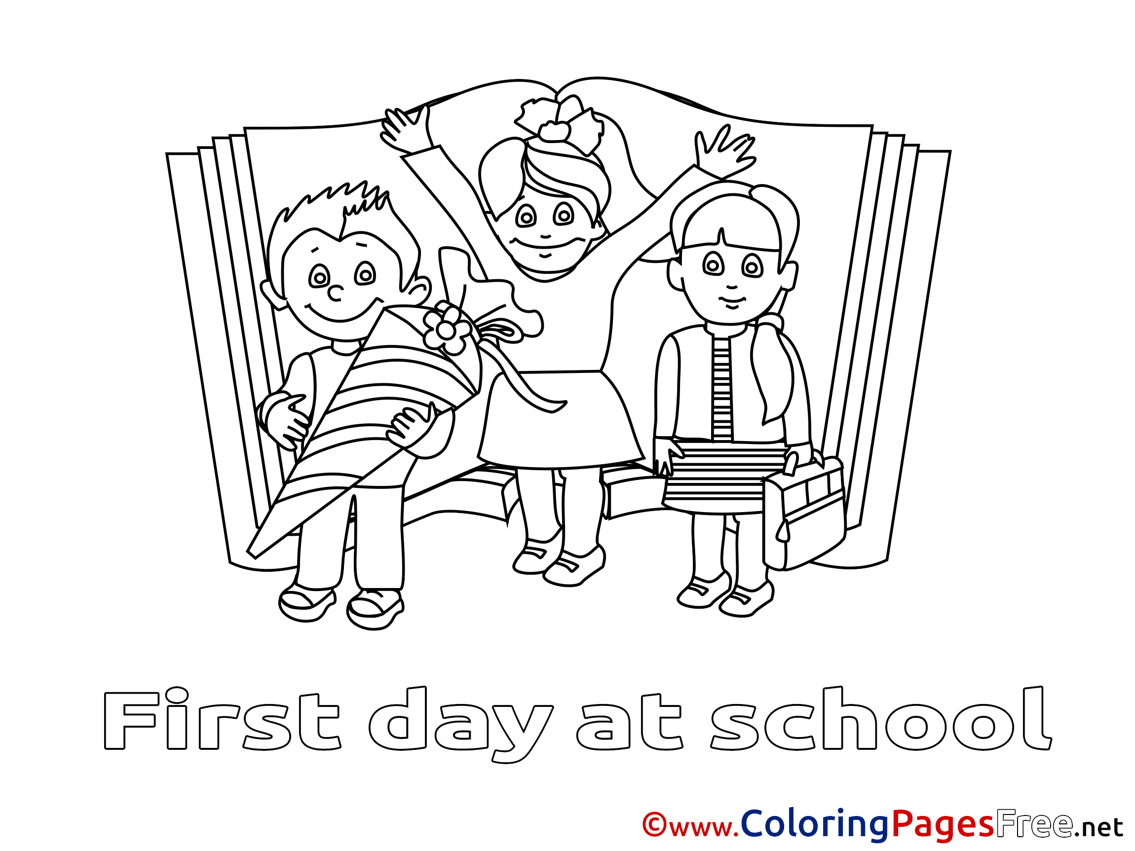 Pupils School Children Coloring Pages free