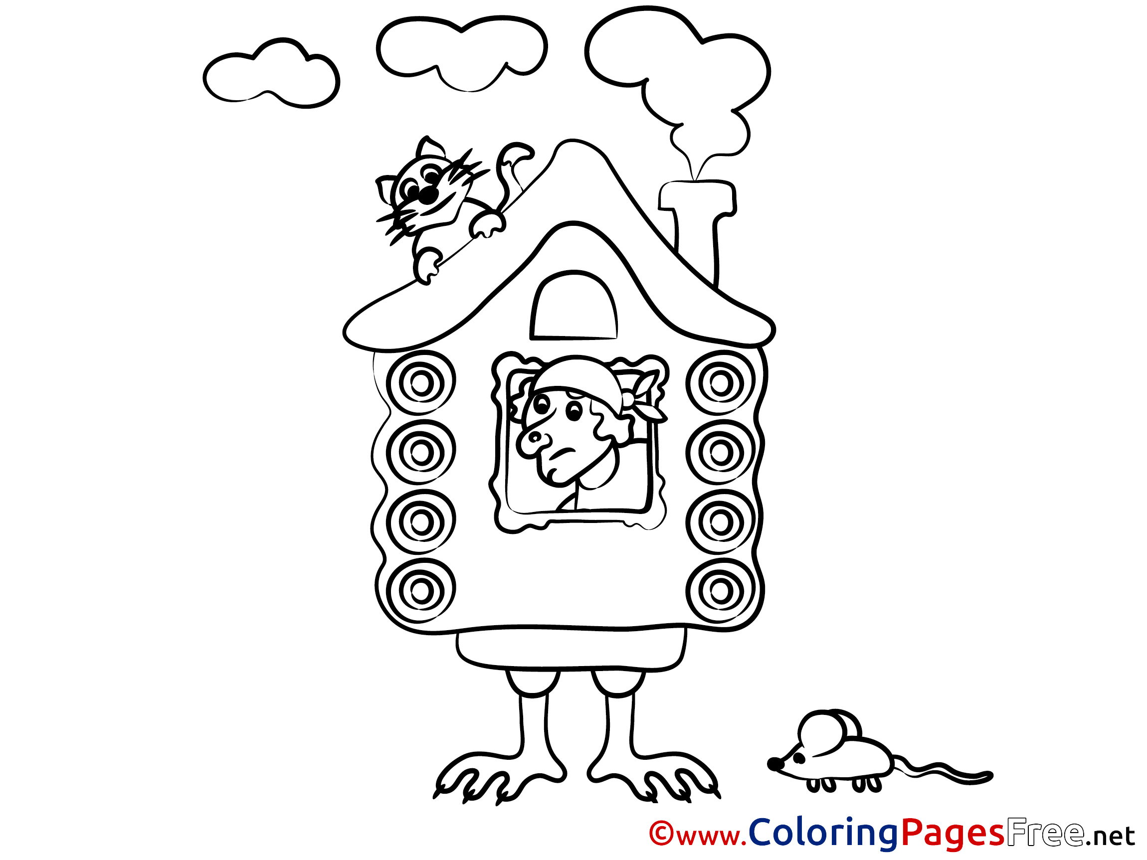 Hut on Chicken Legs download printable Coloring Pages