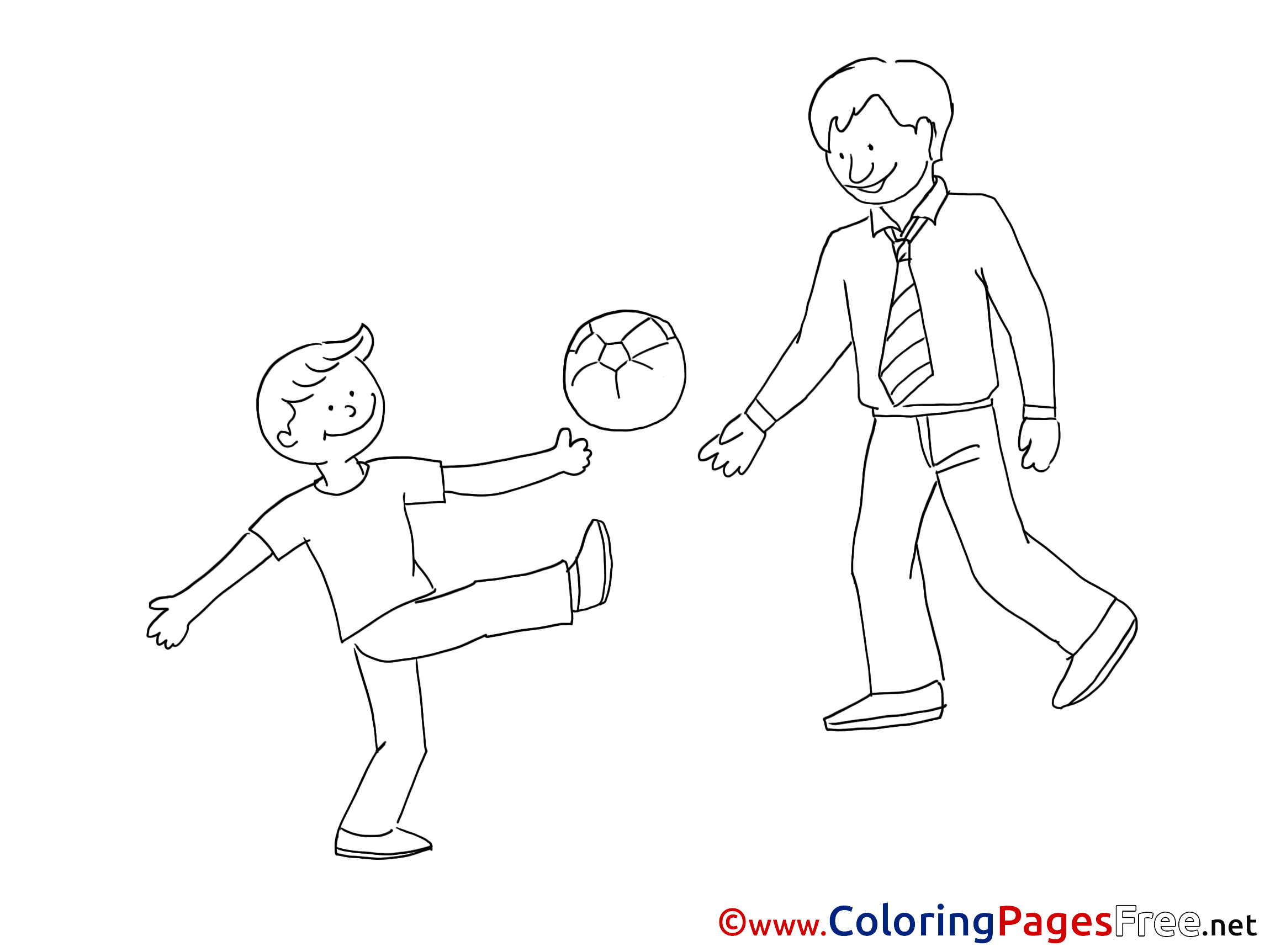 Football for Kids Father's Day Colouring Page