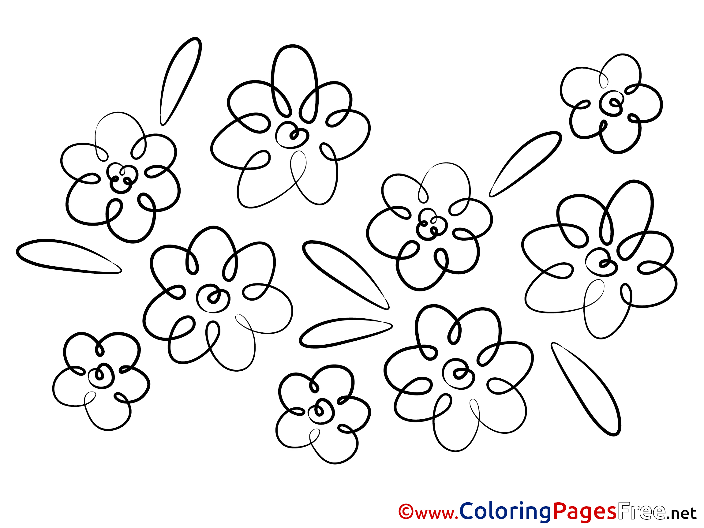 Beautiful Flowers Kids free Coloring Page
