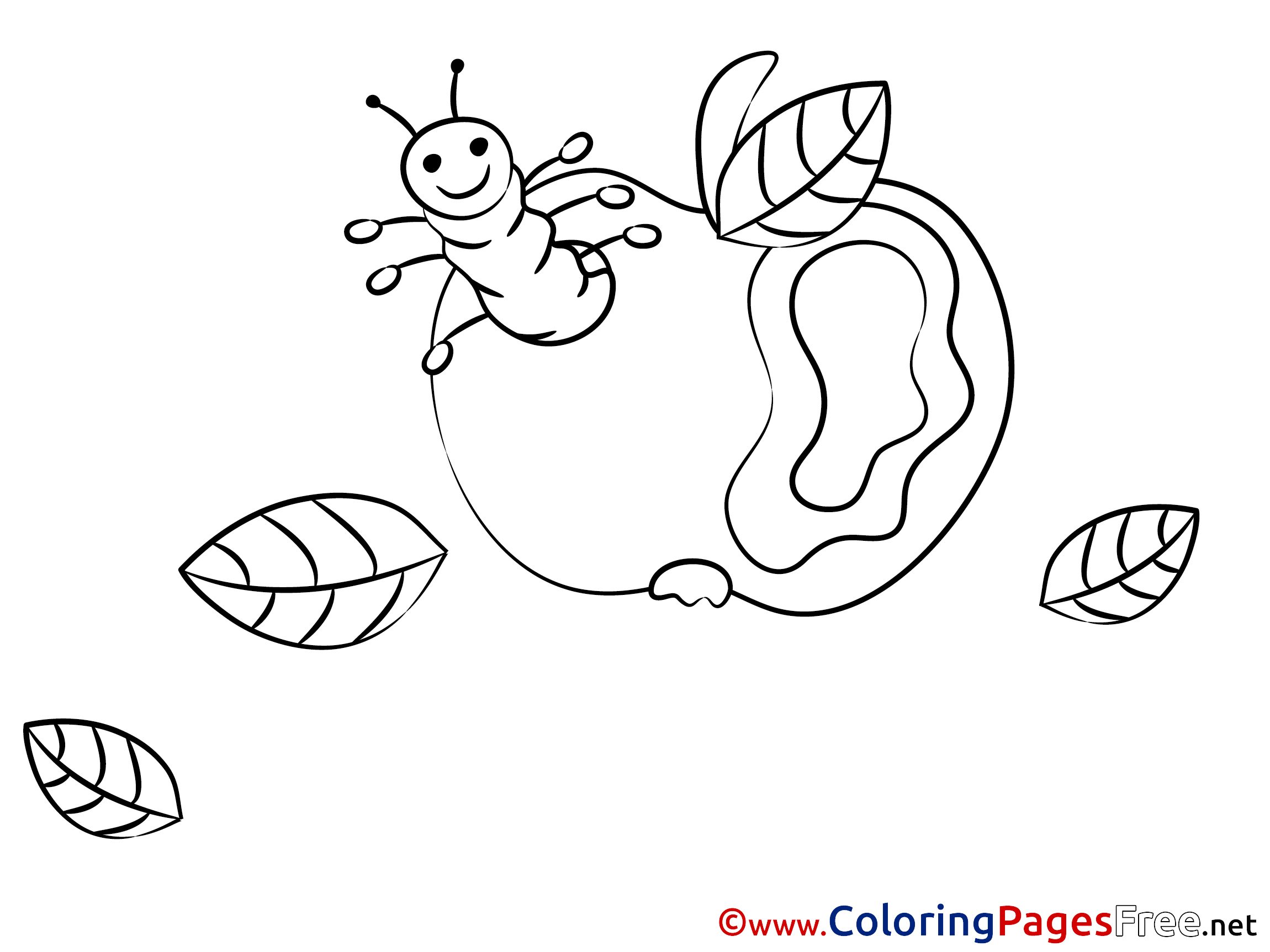 Caterpillar Apple for Children free Coloring Pages