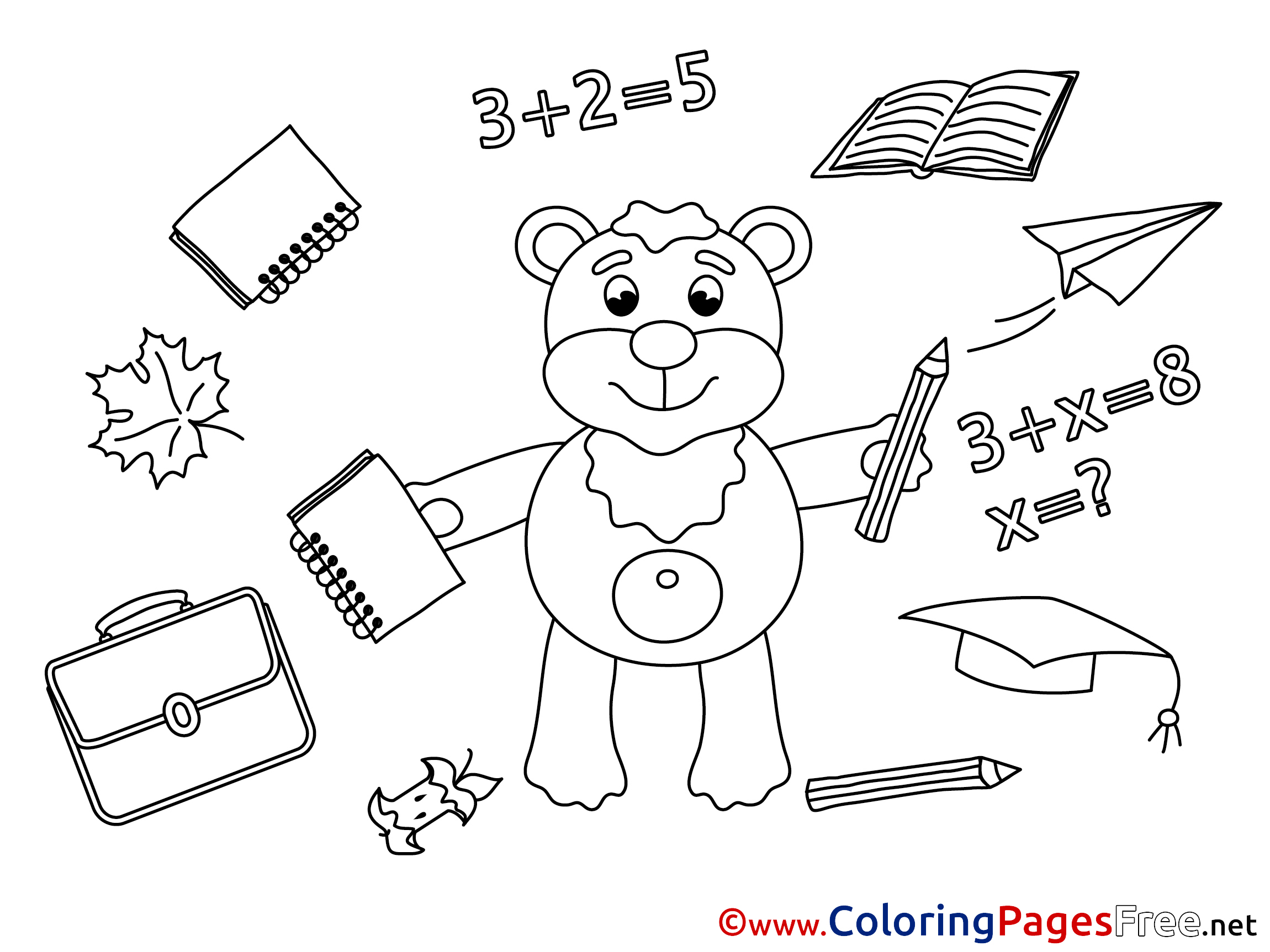 Bear Graduation School Coloring Pages download