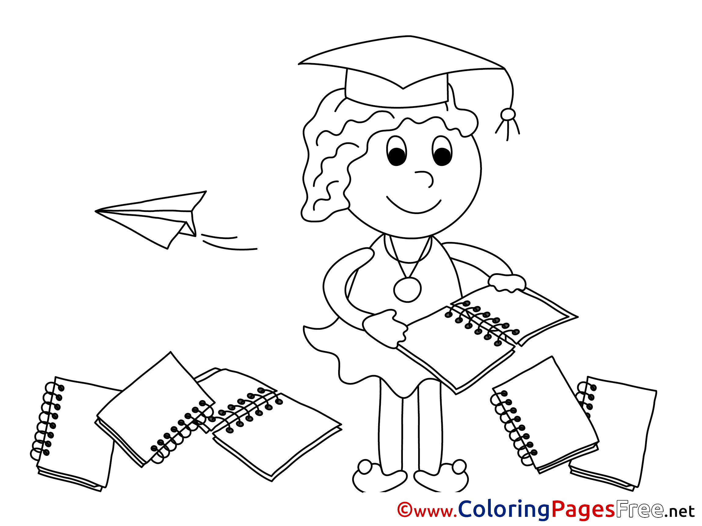 graduation cap and gown coloring pages