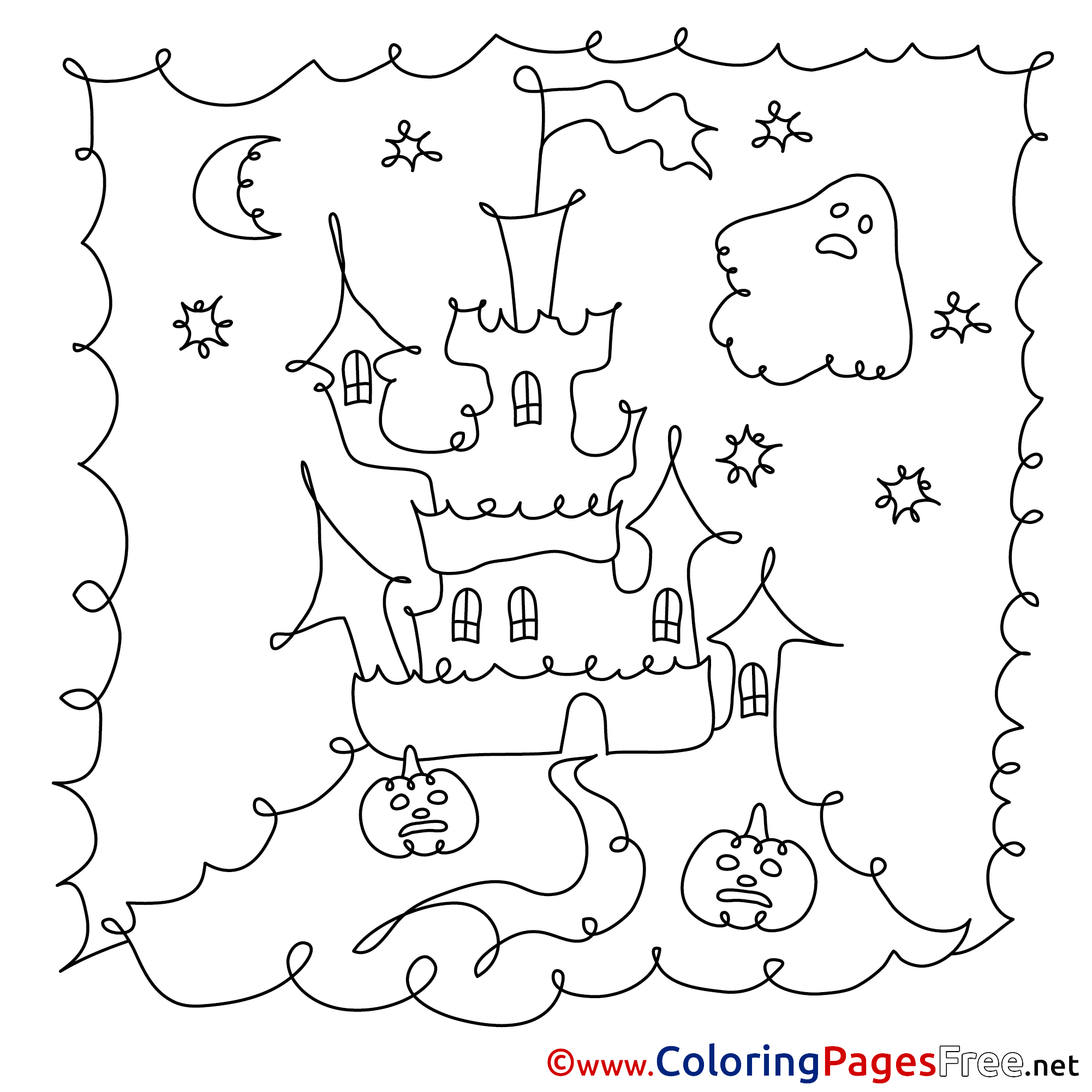 Halloween Castle Colouring Sheet free