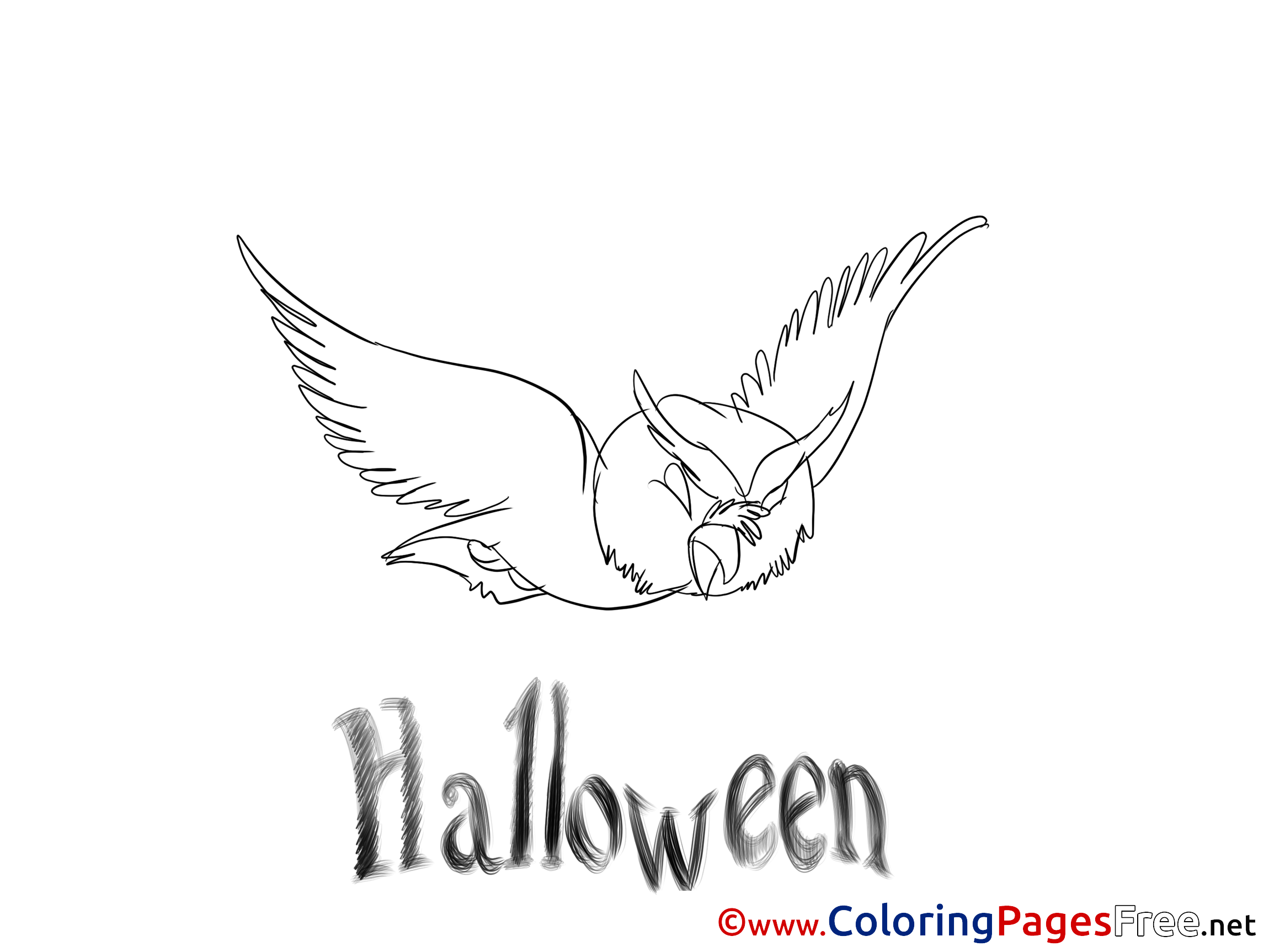 Owl free Colouring Page Halloween