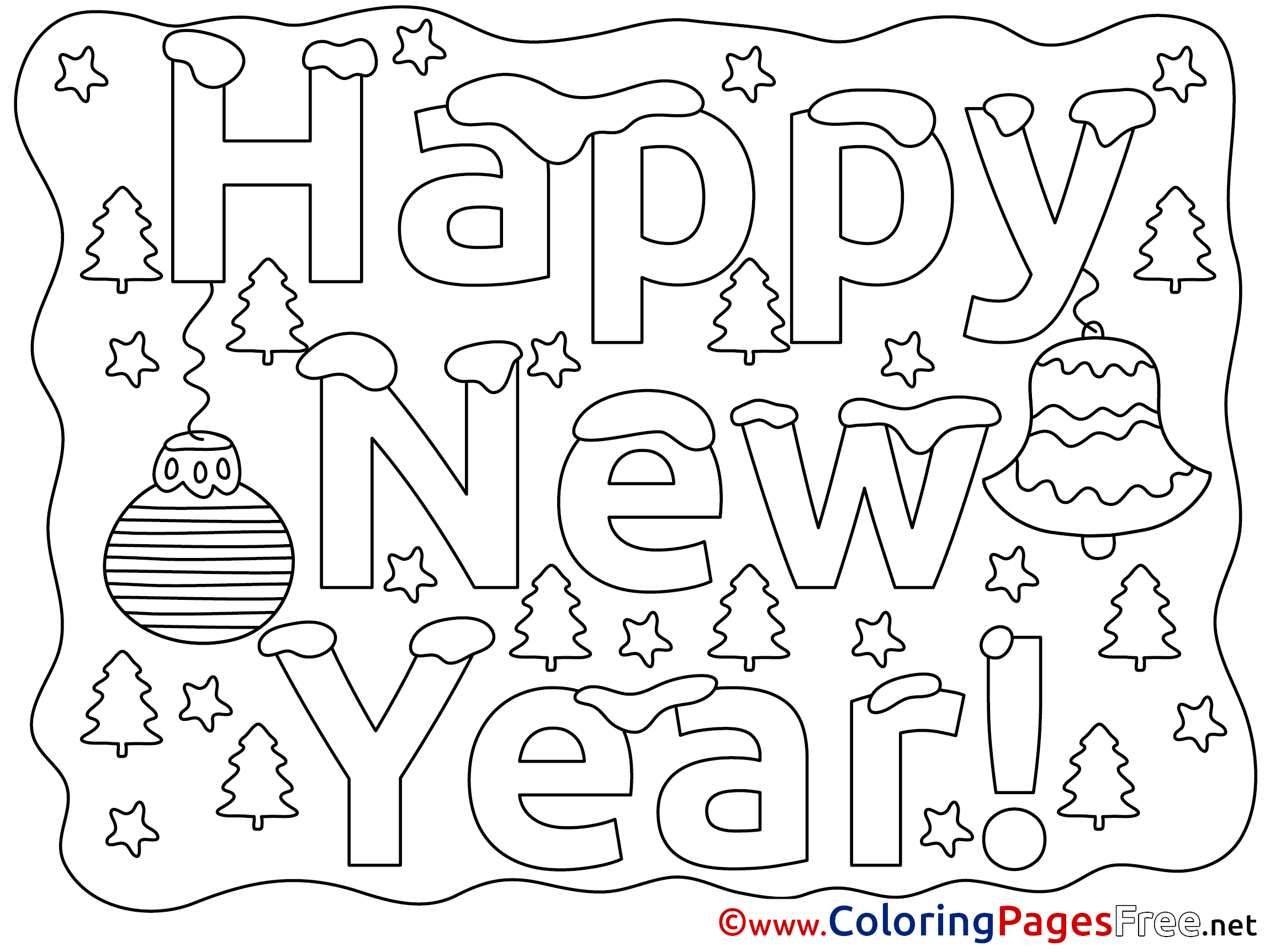 Happy New Year free Colouring Page