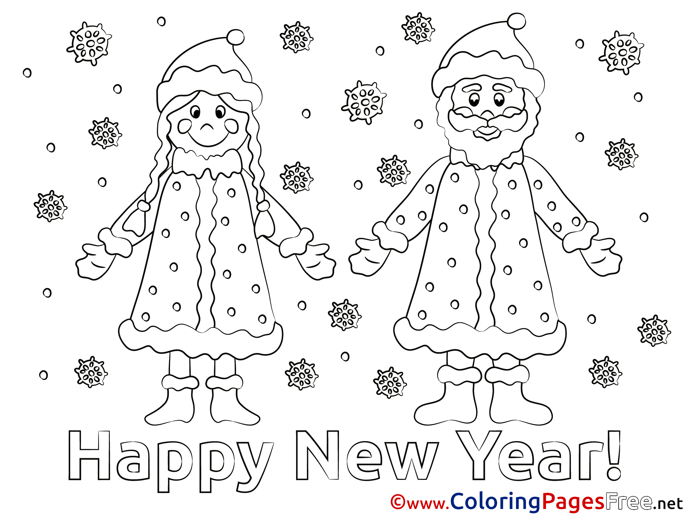 Santa Claus Kids New Year Coloring Page