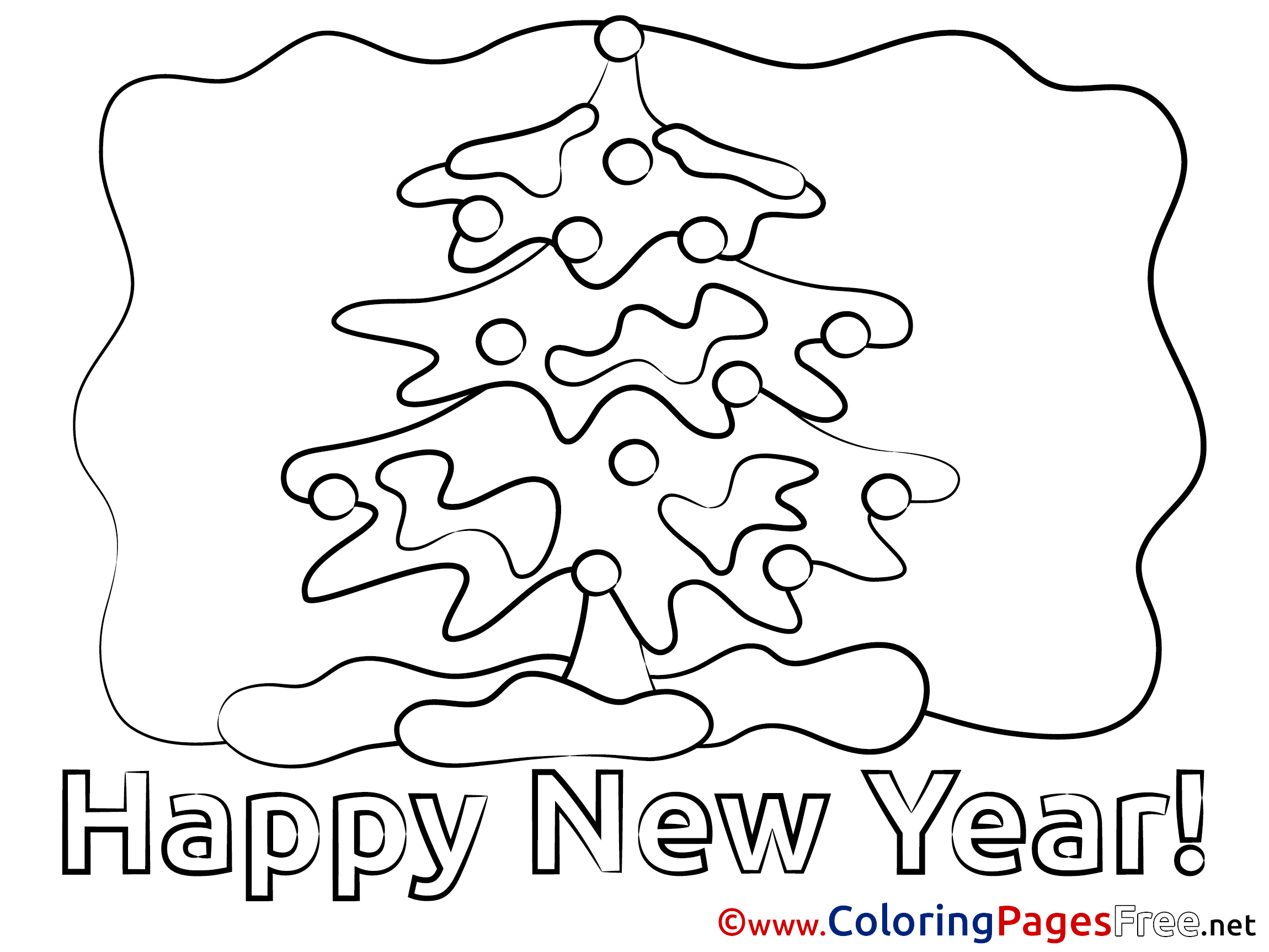 Tree New Year free Coloring Pages
