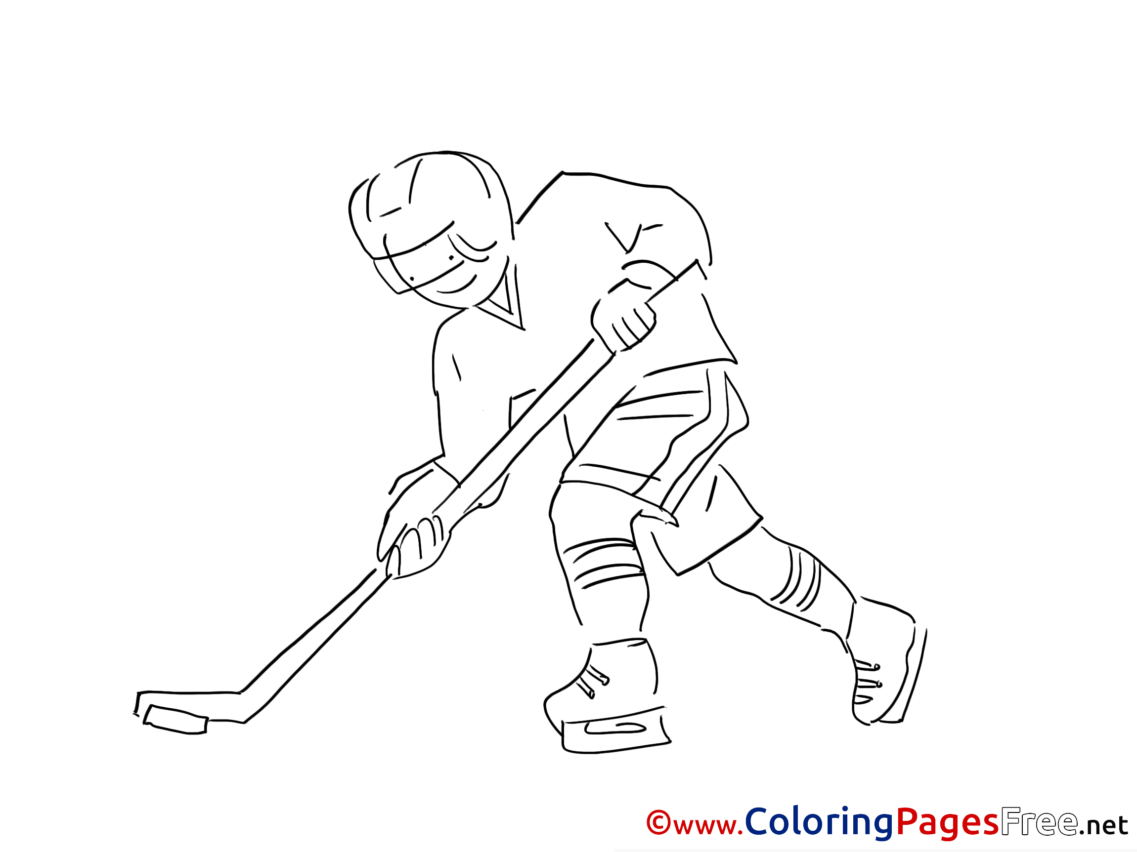 Sportsman Ice Hockey download Colouring Sheet free