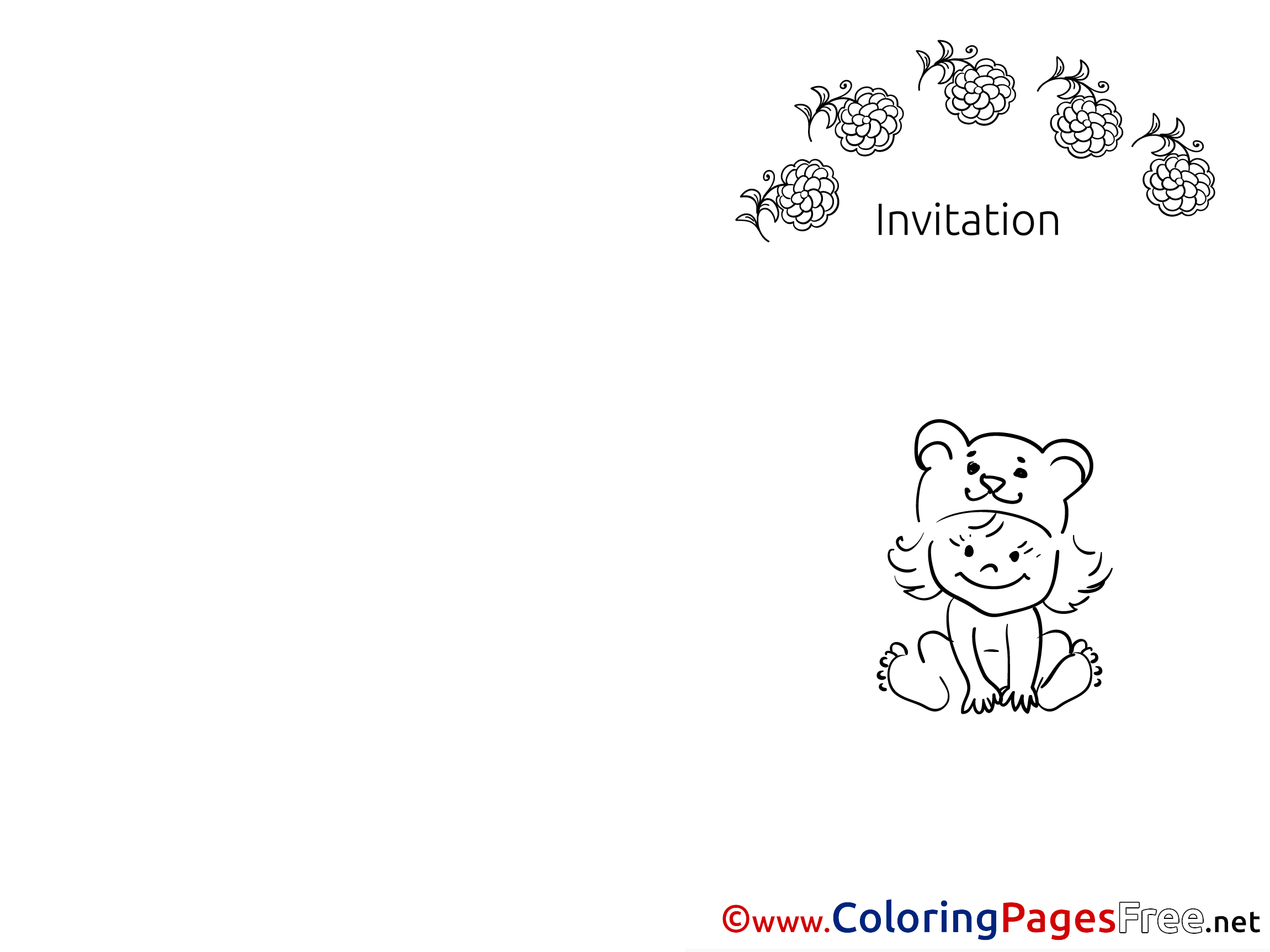 Raspberry Colouring Sheet download Invitation