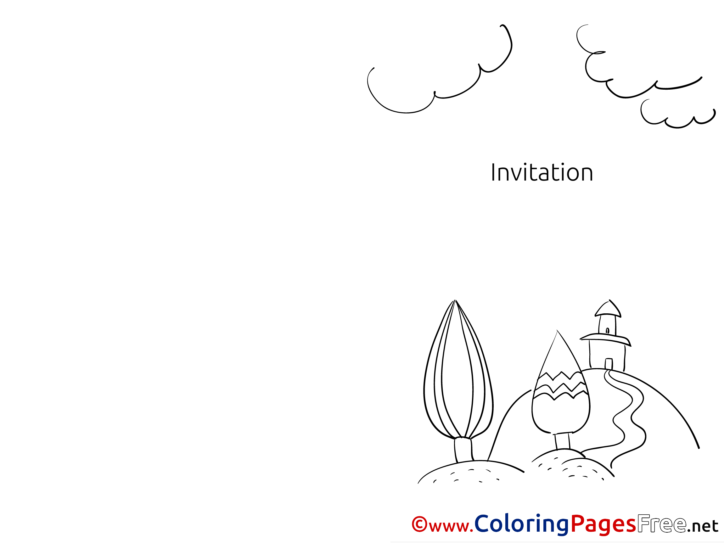 Village Coloring Sheets Invitation free