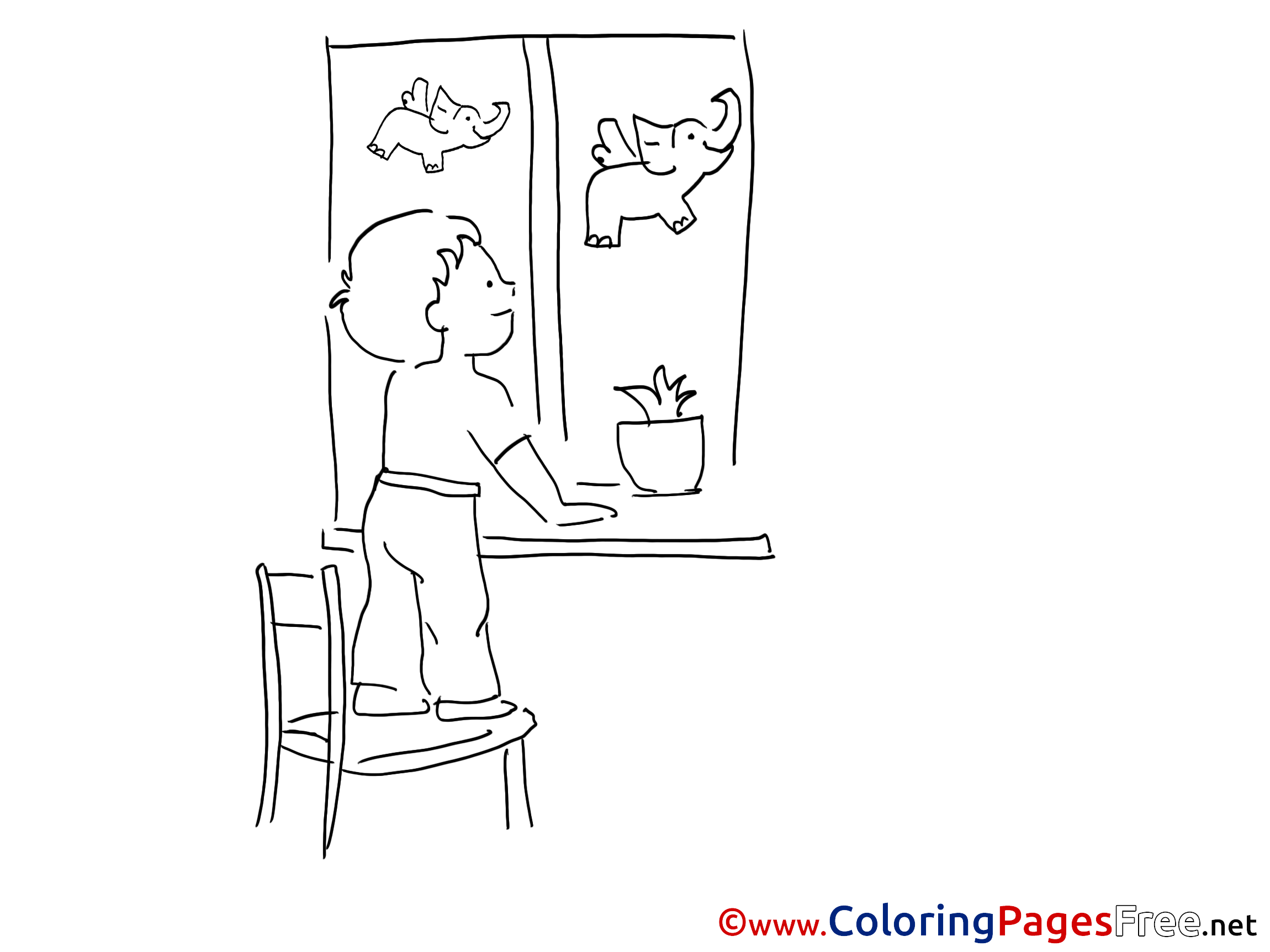 Window Coloring Pages for free Kindergarten