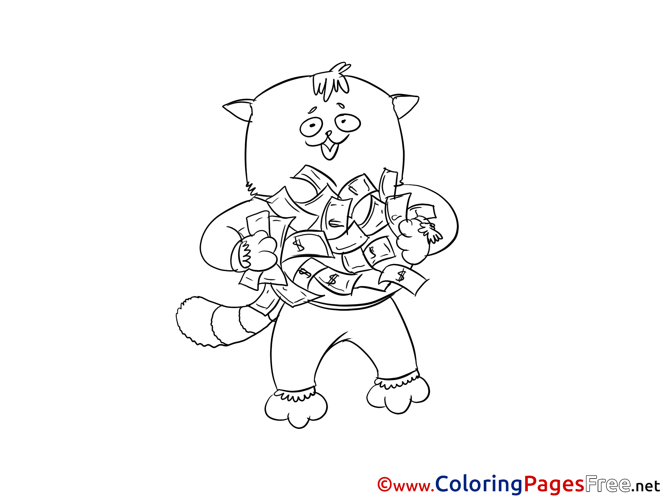 Cat Money for free Coloring Pages download
