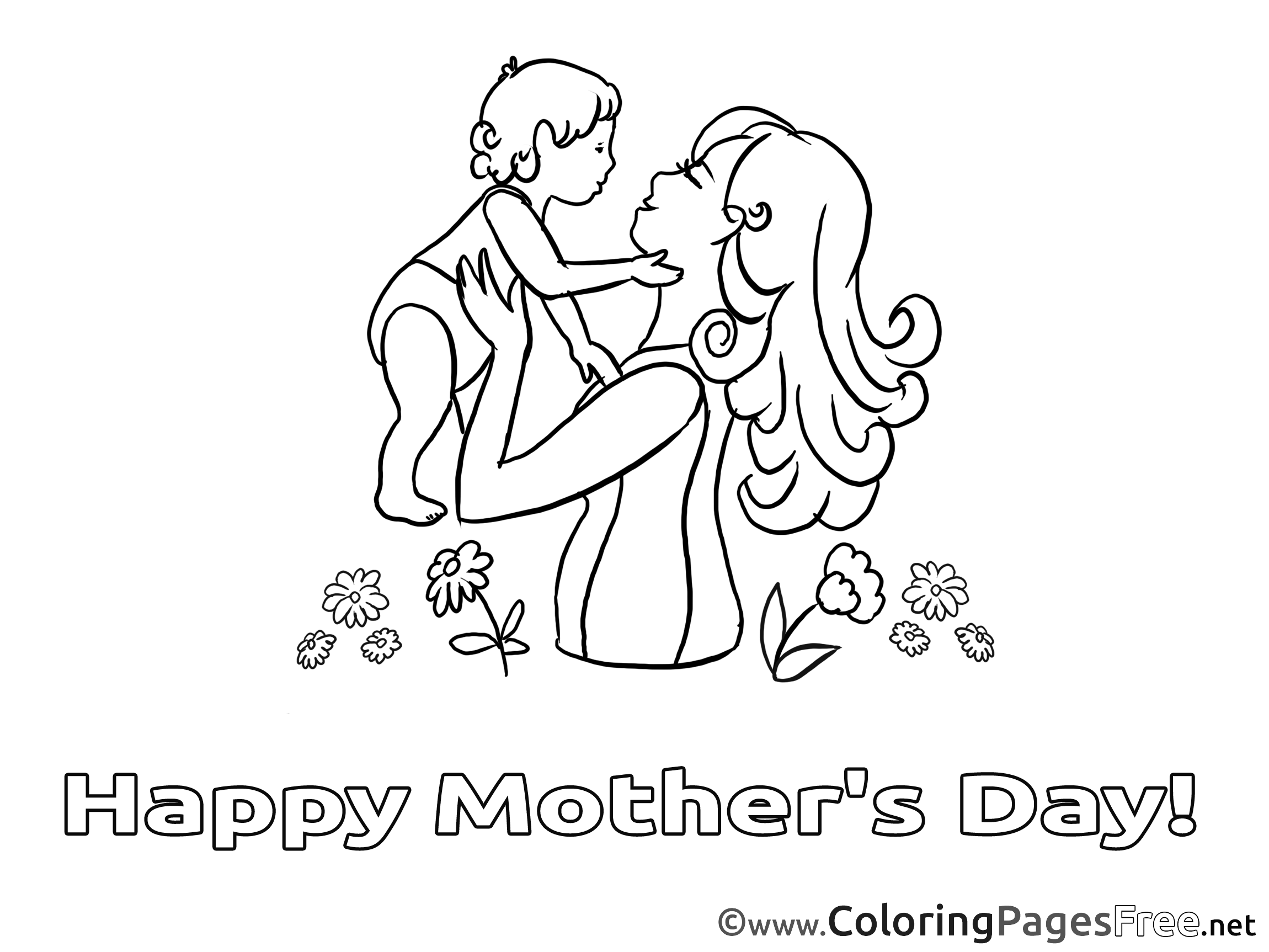 Baby free Colouring Page Mother's Day
