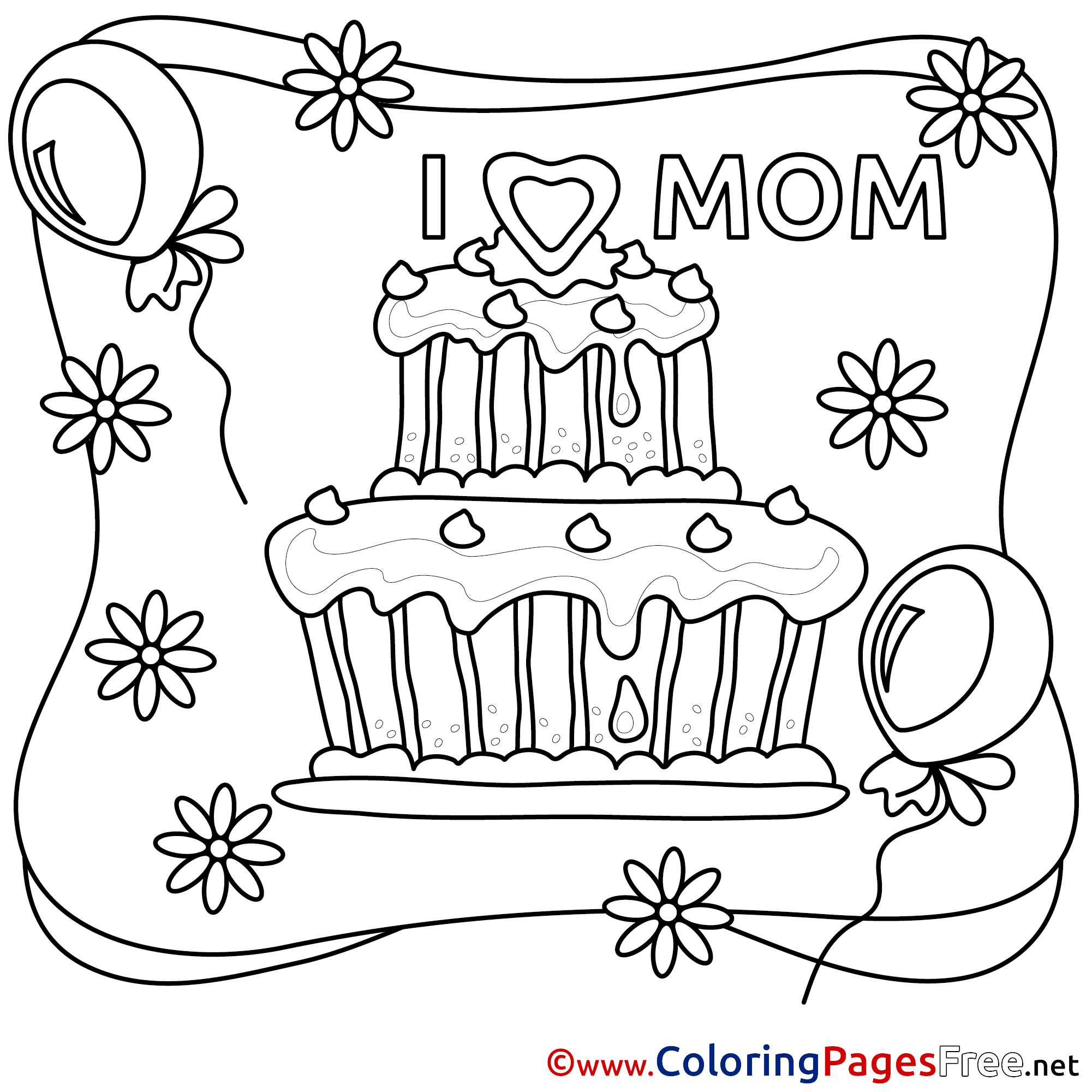 free birthday coloring pages for mom