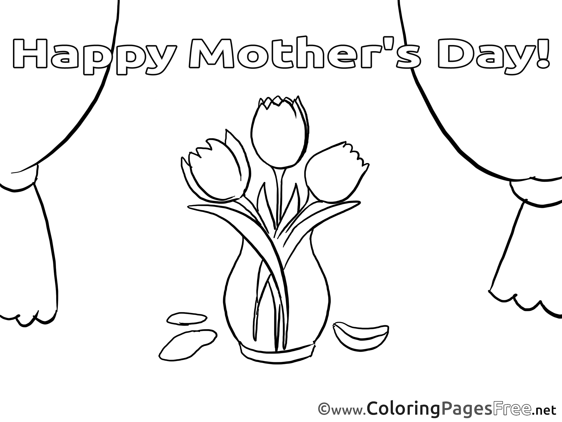 Tulips Colouring Sheet download Mother's Day