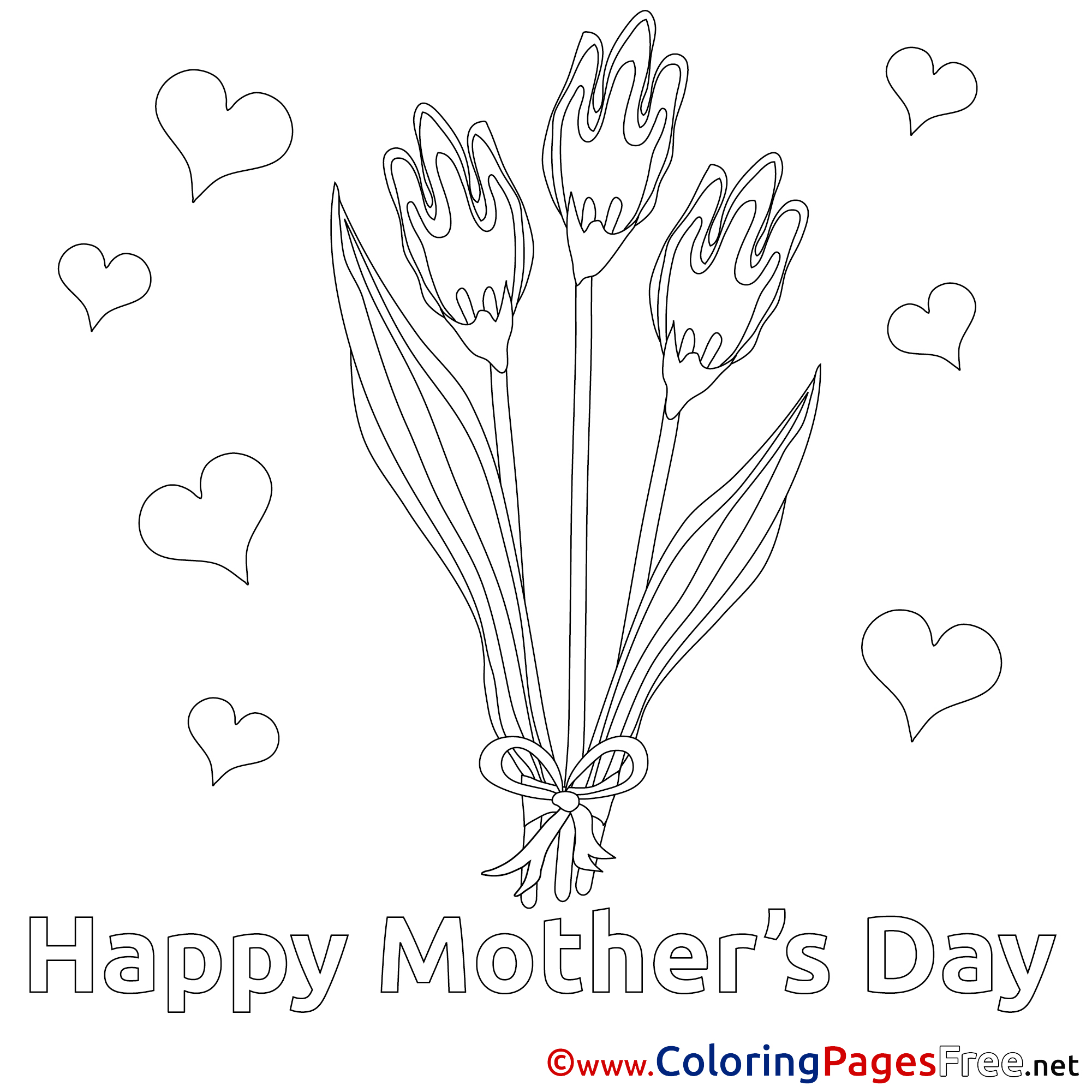Tulips download Mother's Day Coloring Pages