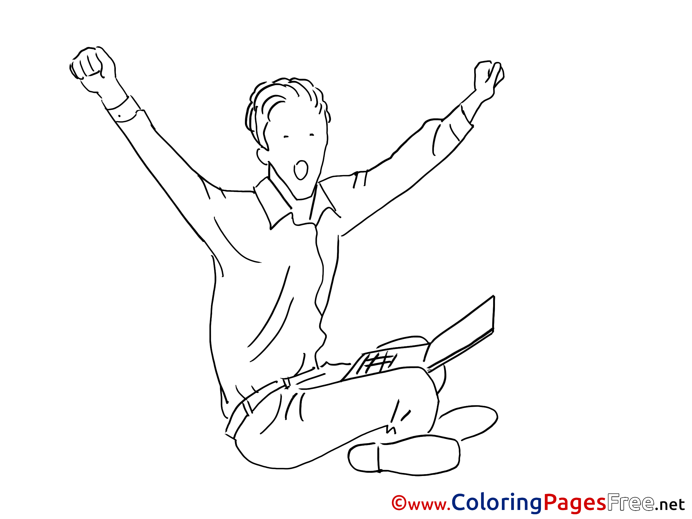 Laptop Man for Kids printable Office Colouring Page