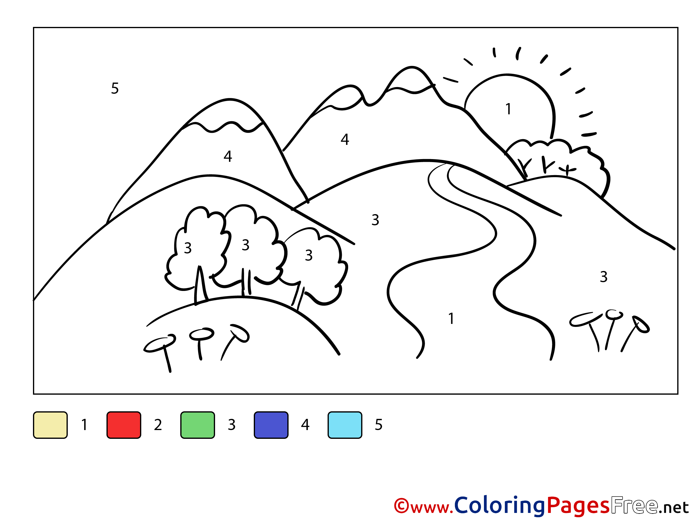 Mountain Coloring Pages For Kids - Three Mountains Coloring Page Free ...