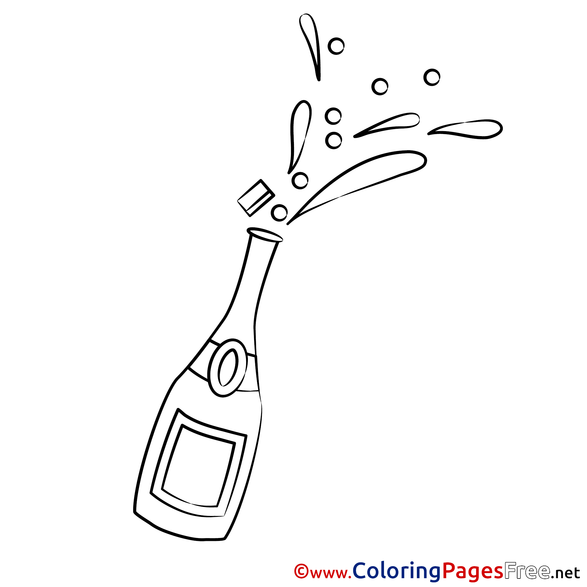 Champagne Bottle Coloring Page Coloring Pages