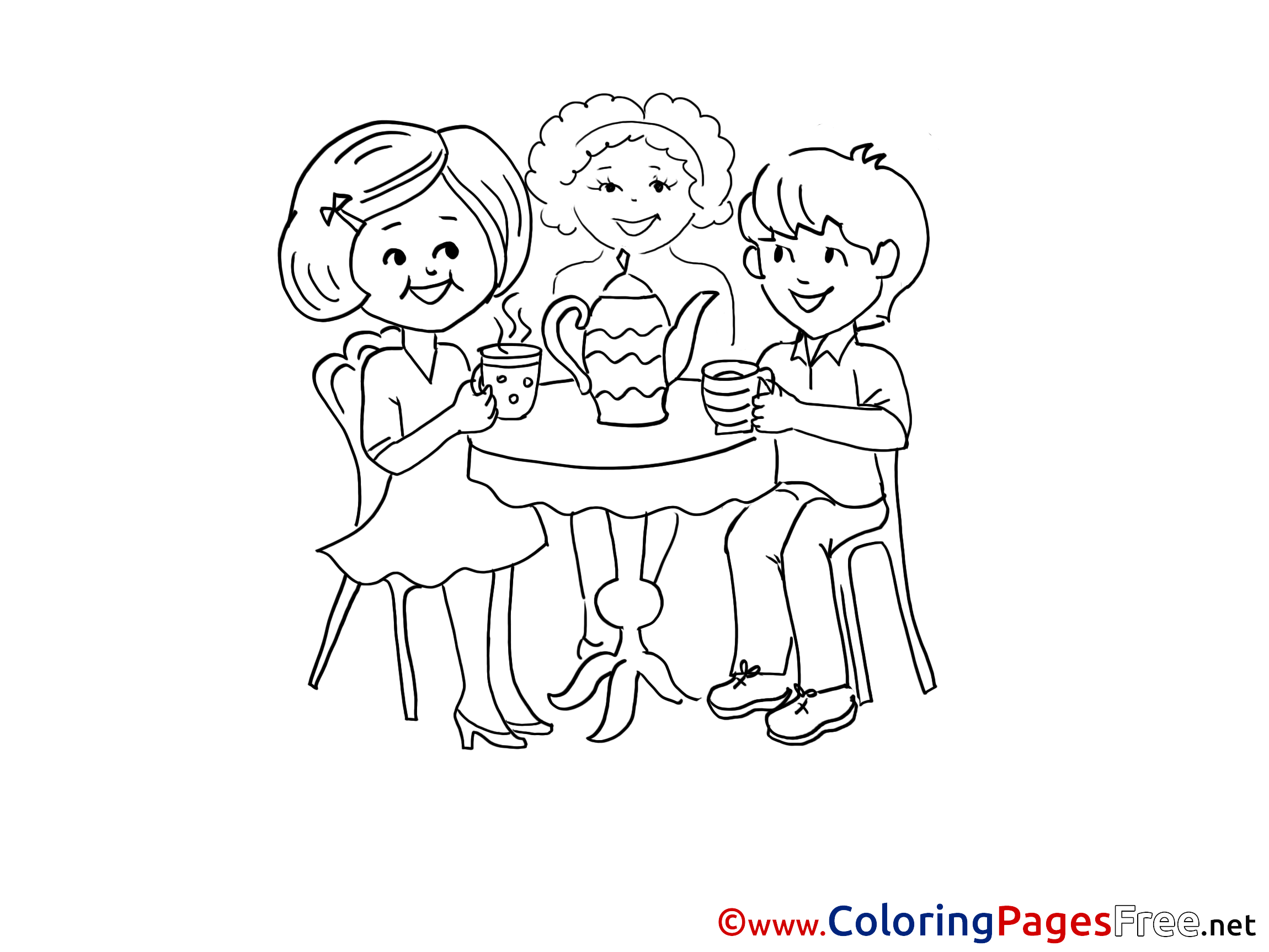 free tea party coloring sheets