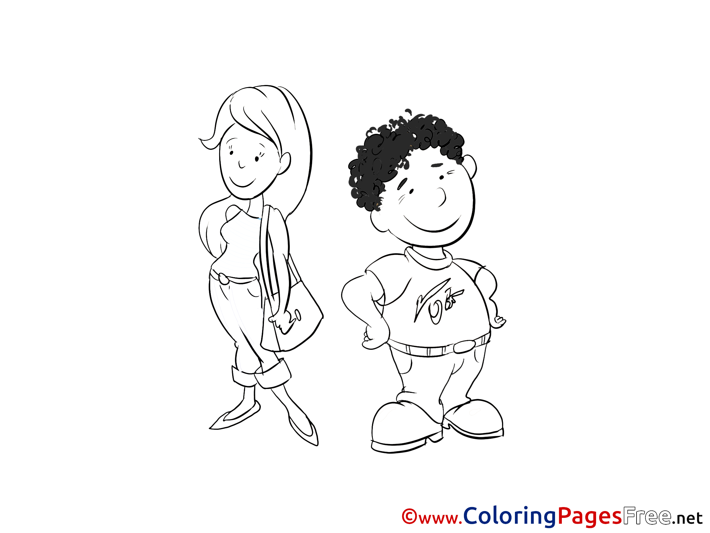 free coloring pages boy and girl