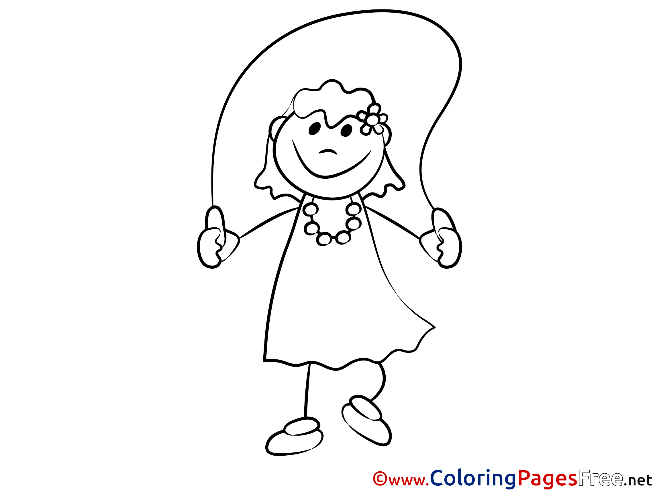 Skipping Rope Kids free Coloring Page