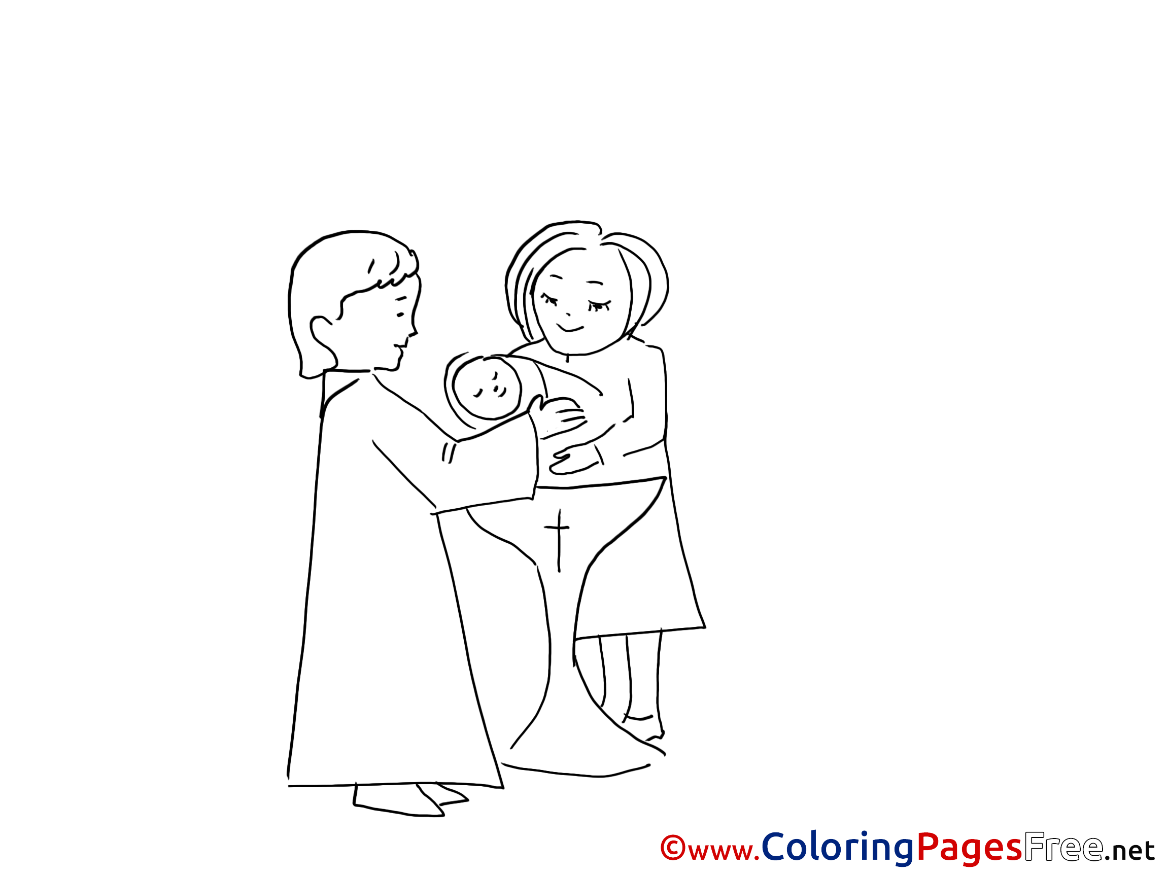 Children Christening Priest Colouring Page