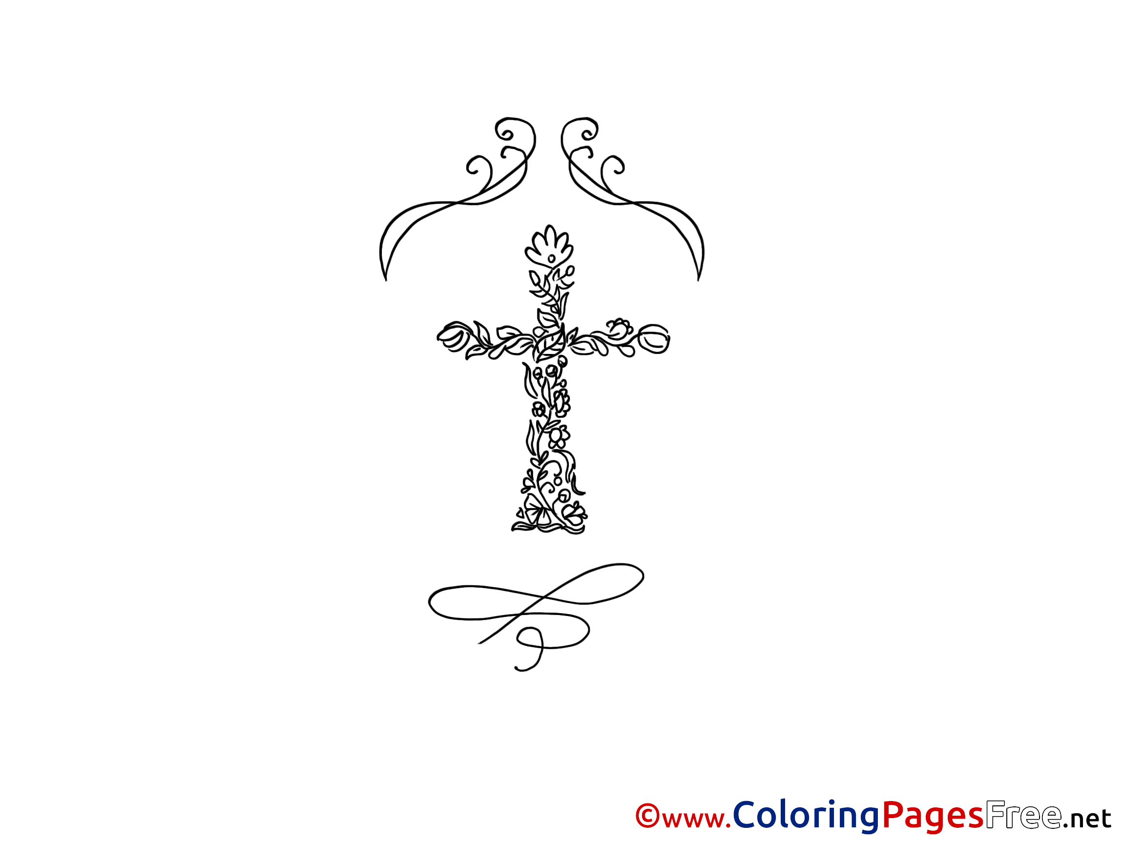 Cross printable Christening Coloring Sheets