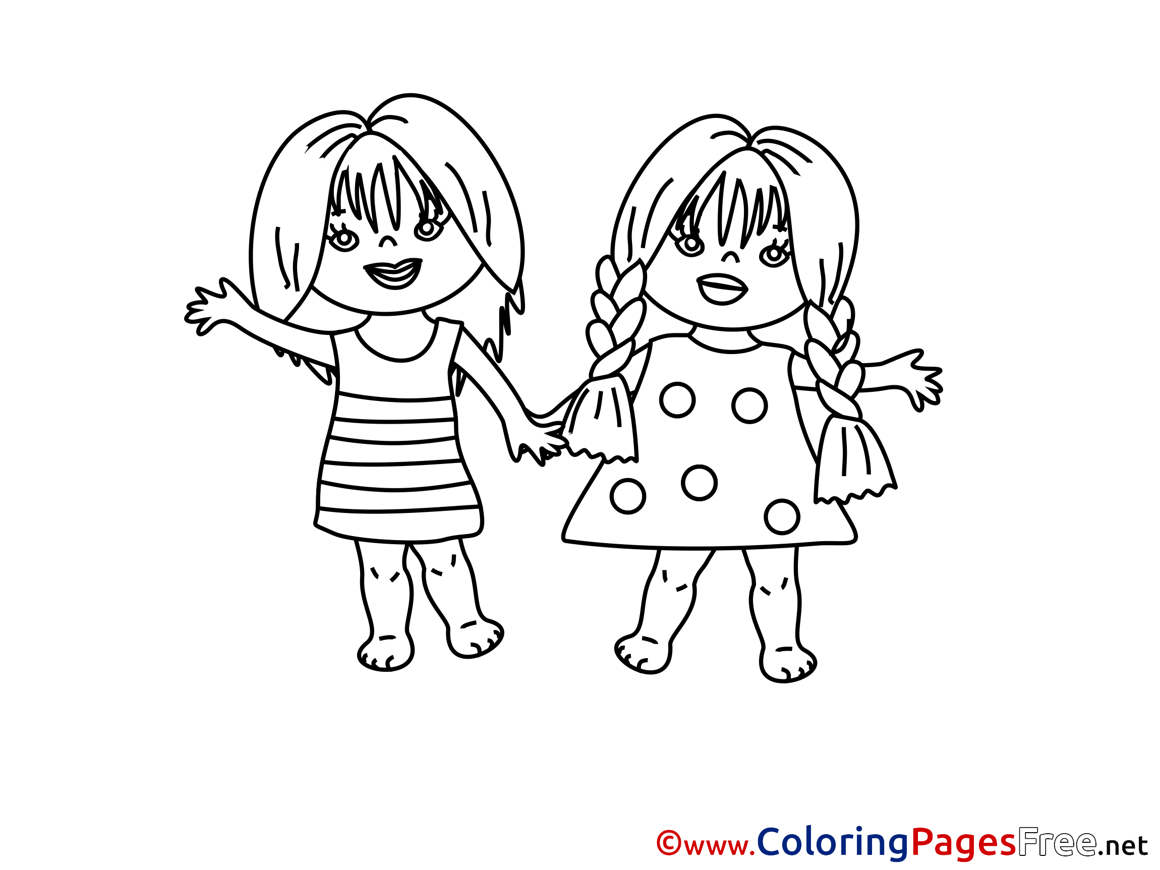friends hugging coloring page