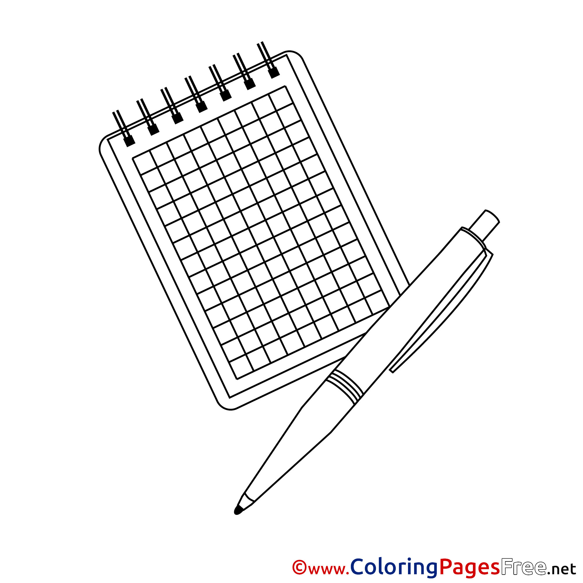 Pen Notepad Colouring Sheet download free