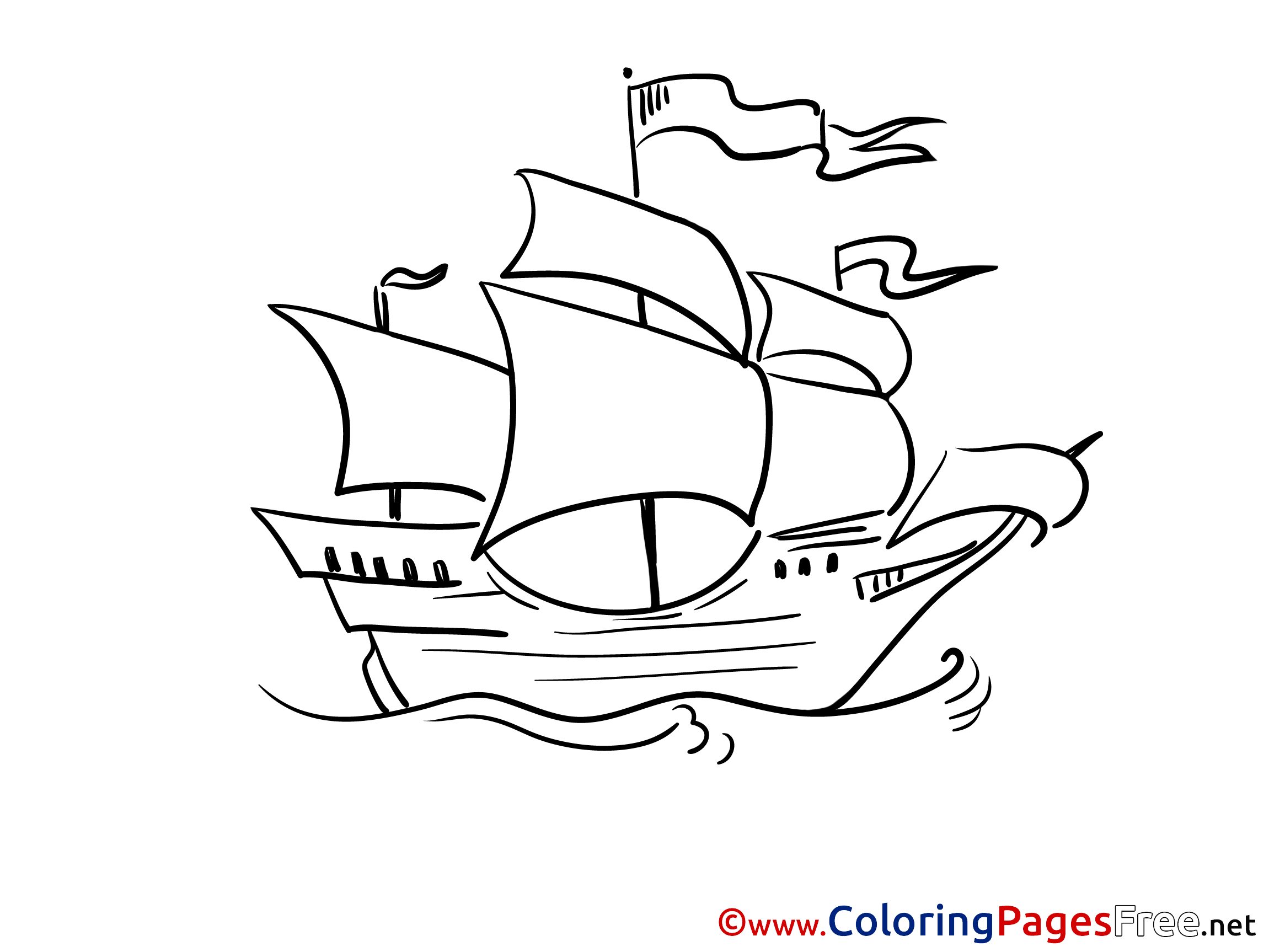 Sailing Ship Coloring Pages