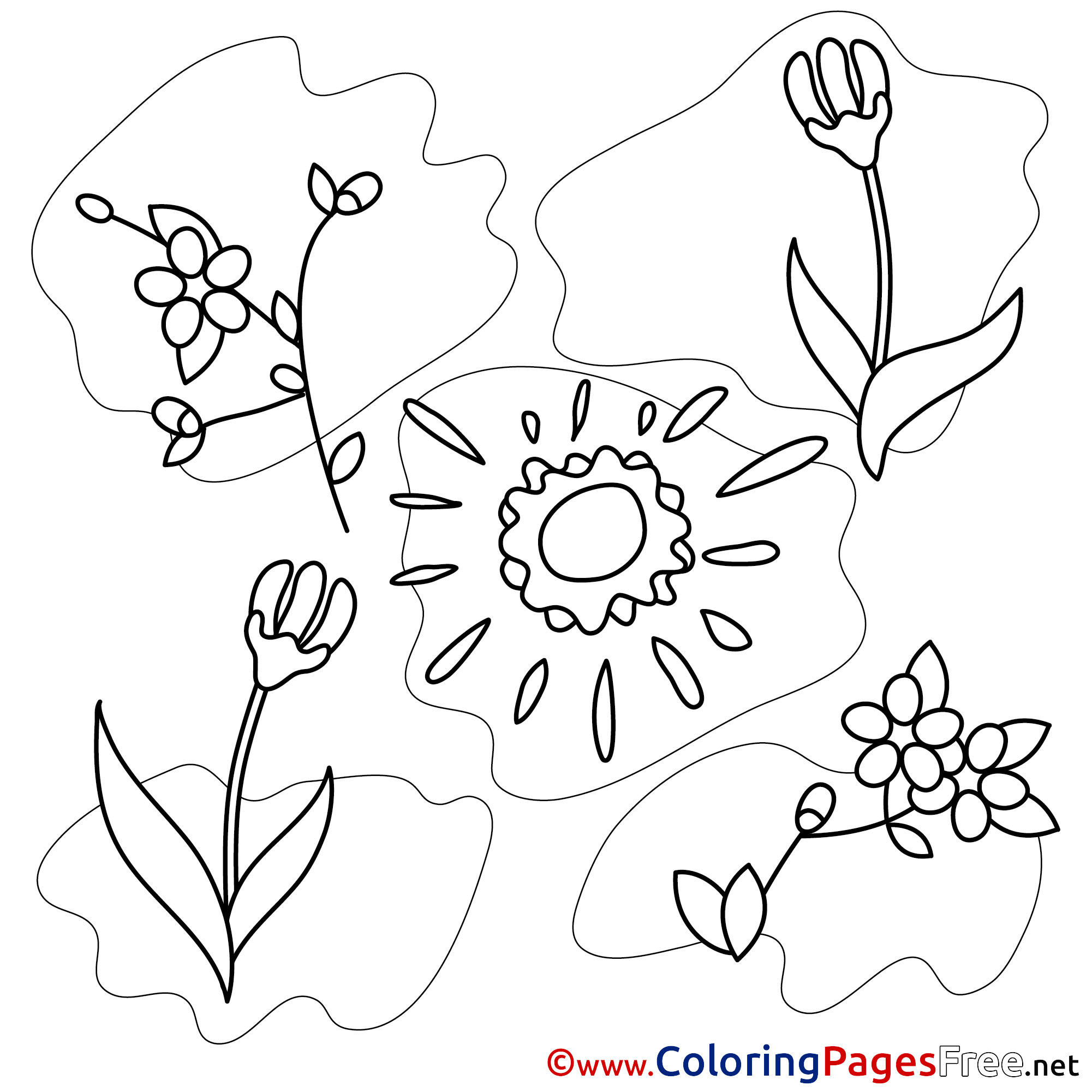 Illustration Spring Coloring Pages download Sun