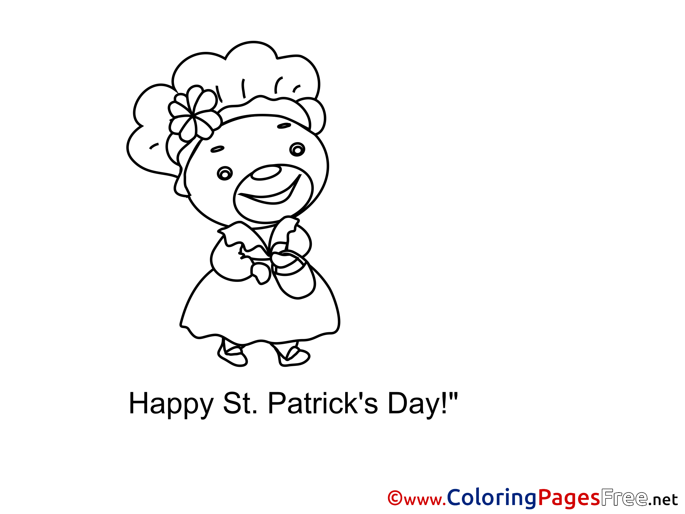 Bear Kids St. Patricks Day Coloring Page
