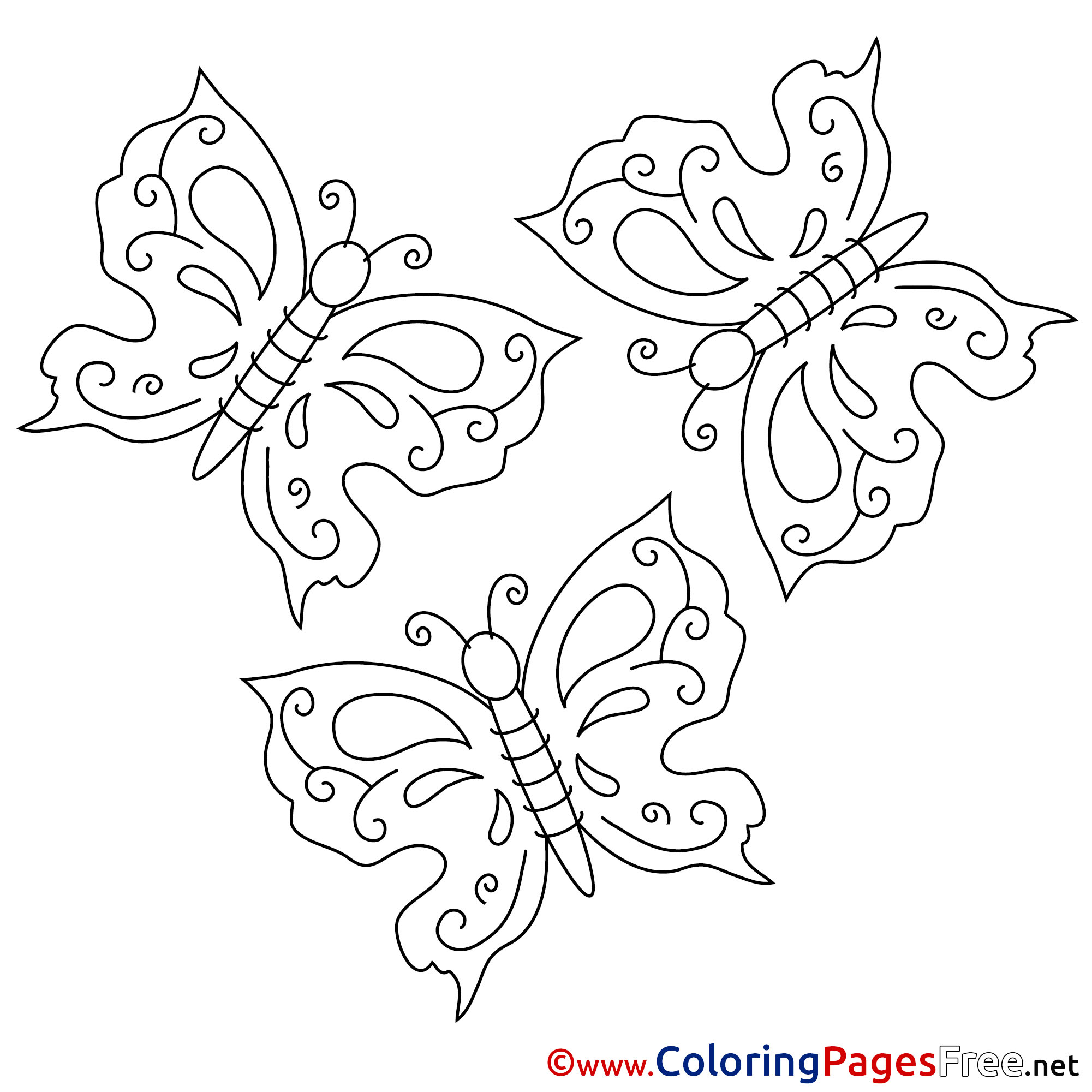 Kids Summer Coloring Page Butterflies