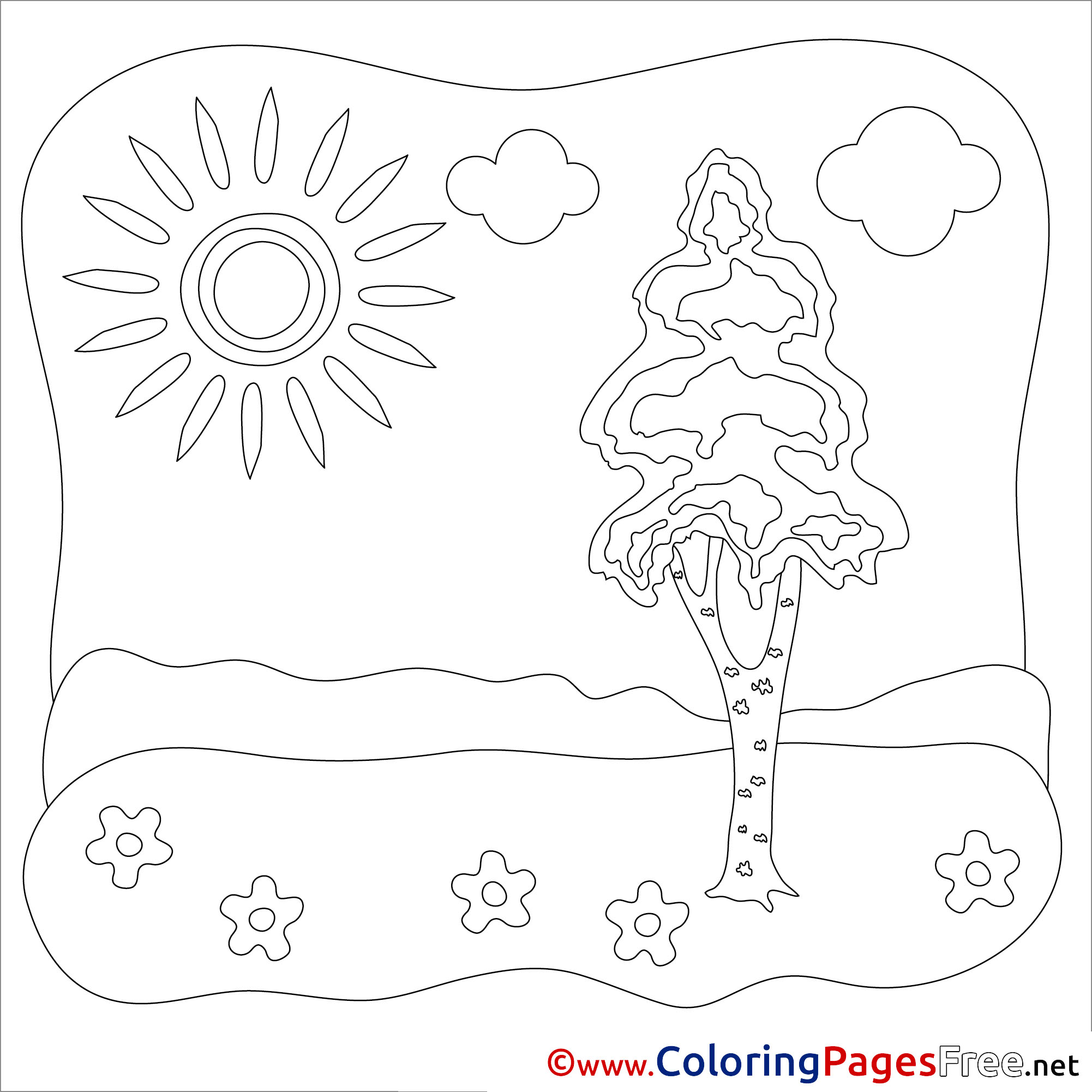 Nature Summer Coloring Pages Tree download