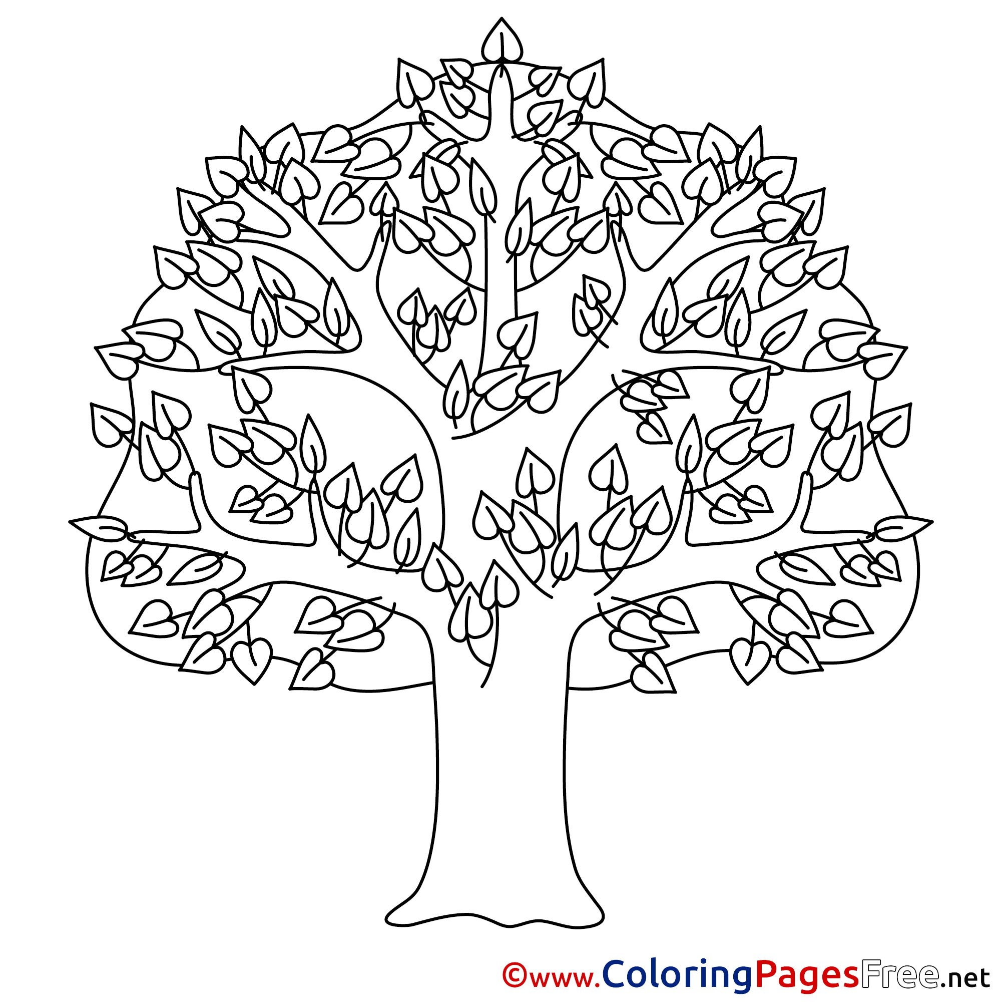 summer tree coloring page