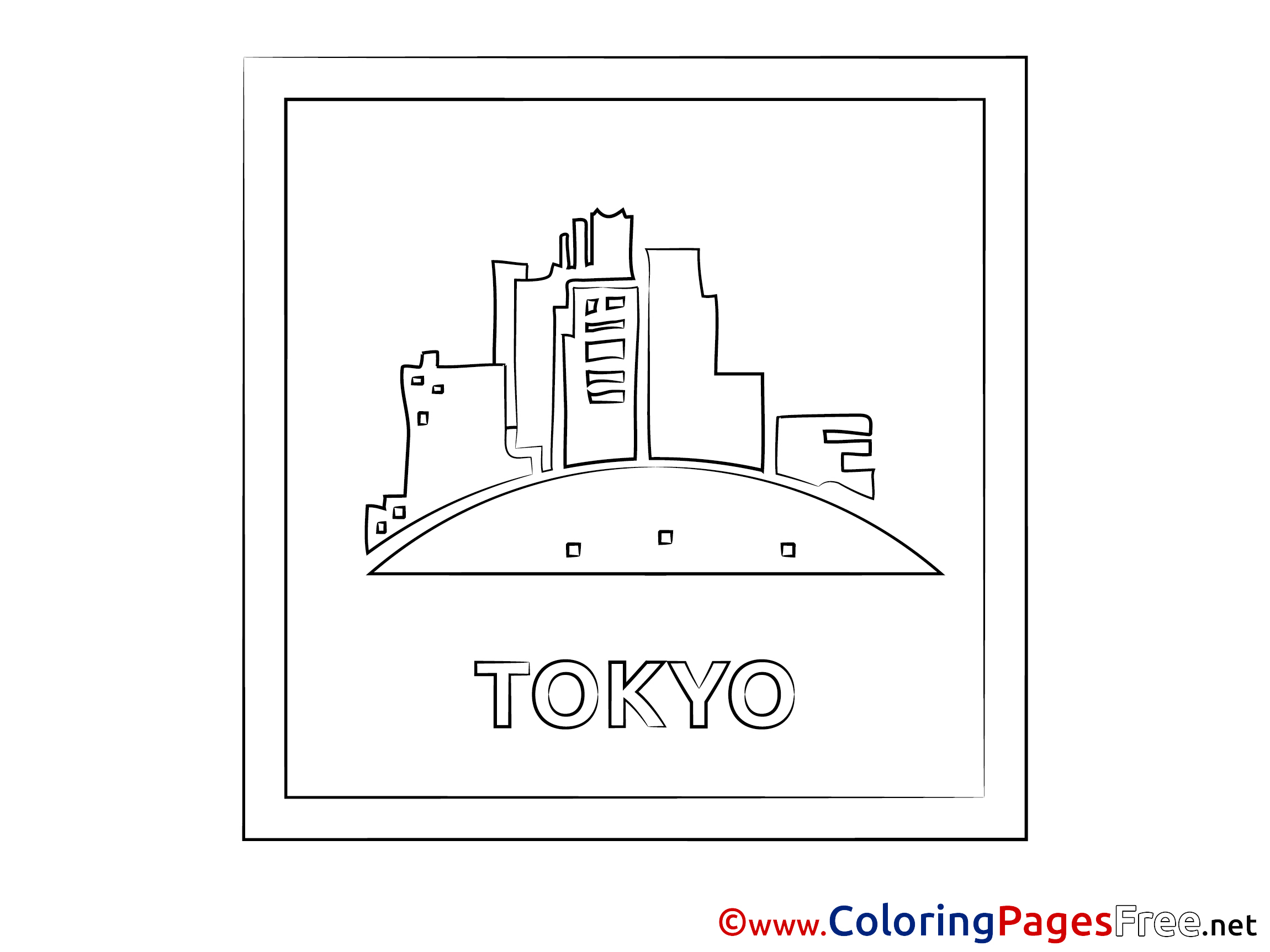 Tokyo download Colouring Sheet free