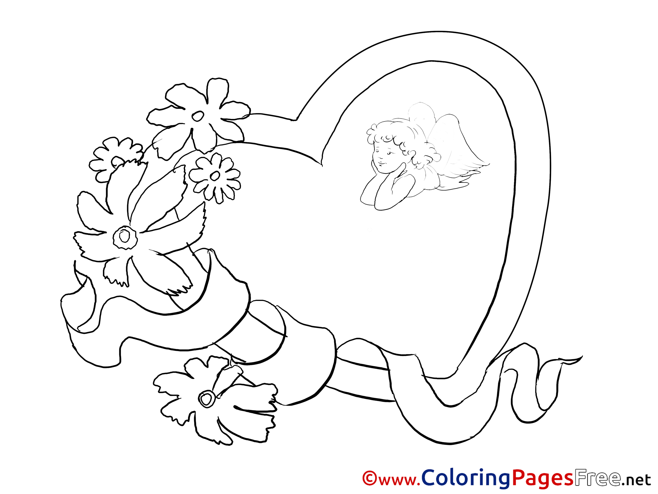 Angel Flowers printable Valentine's Day Coloring Sheets