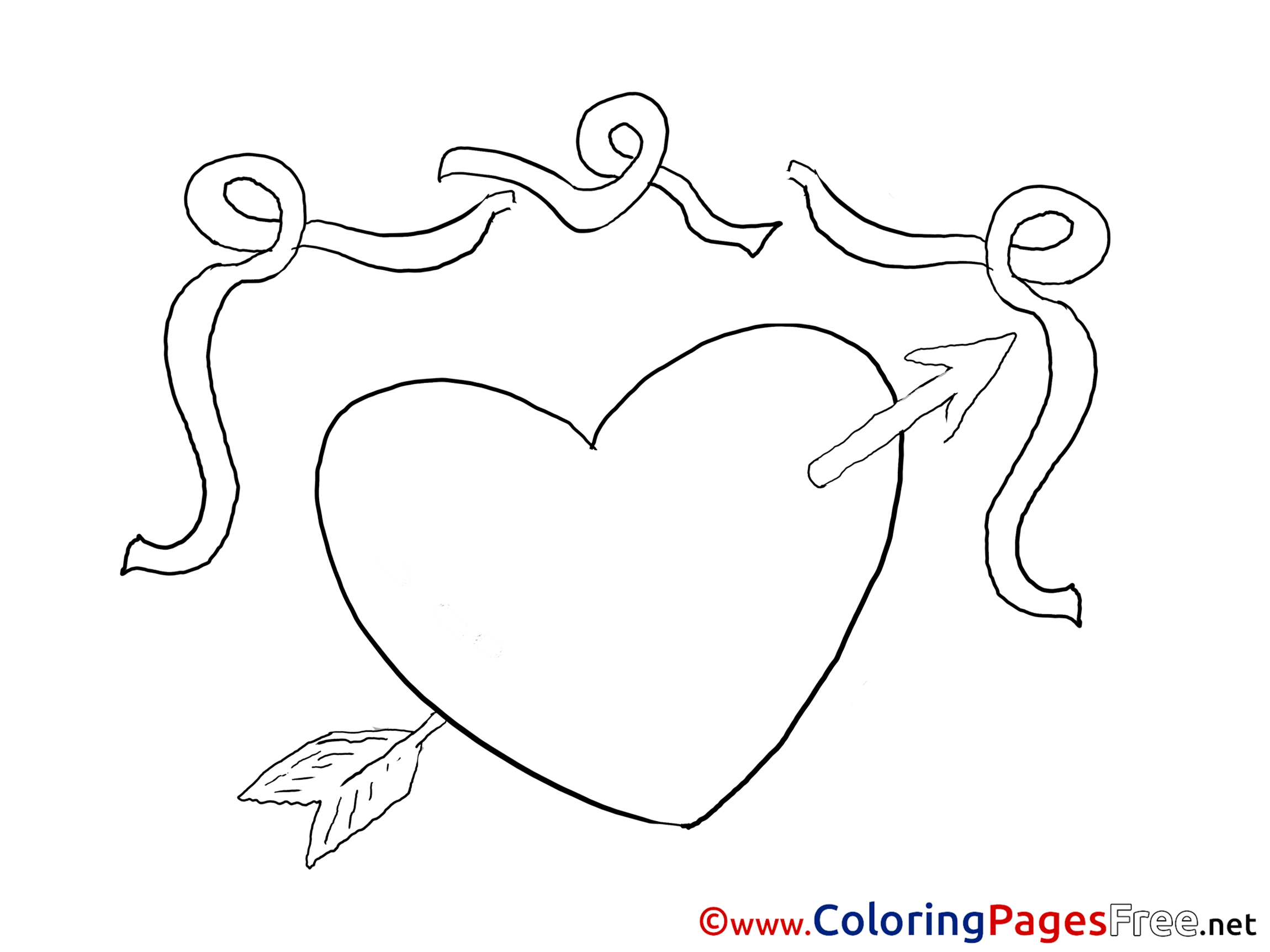 Arrow Heart download Valentine's Day Coloring Pages