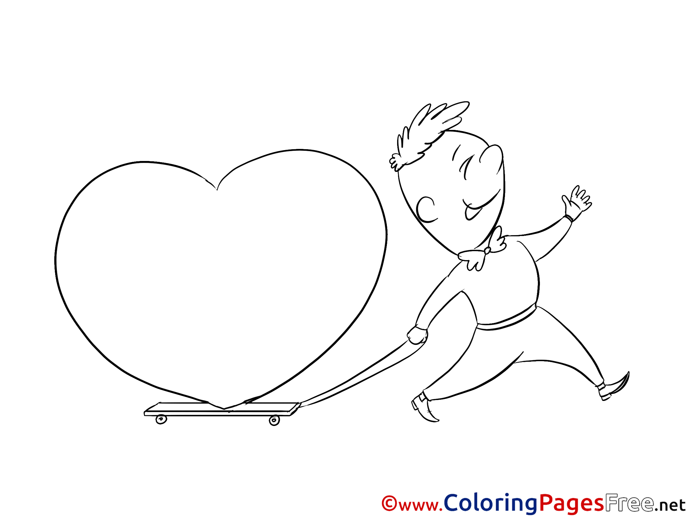 Boy with Heart Coloring Sheets Valentine's Day free