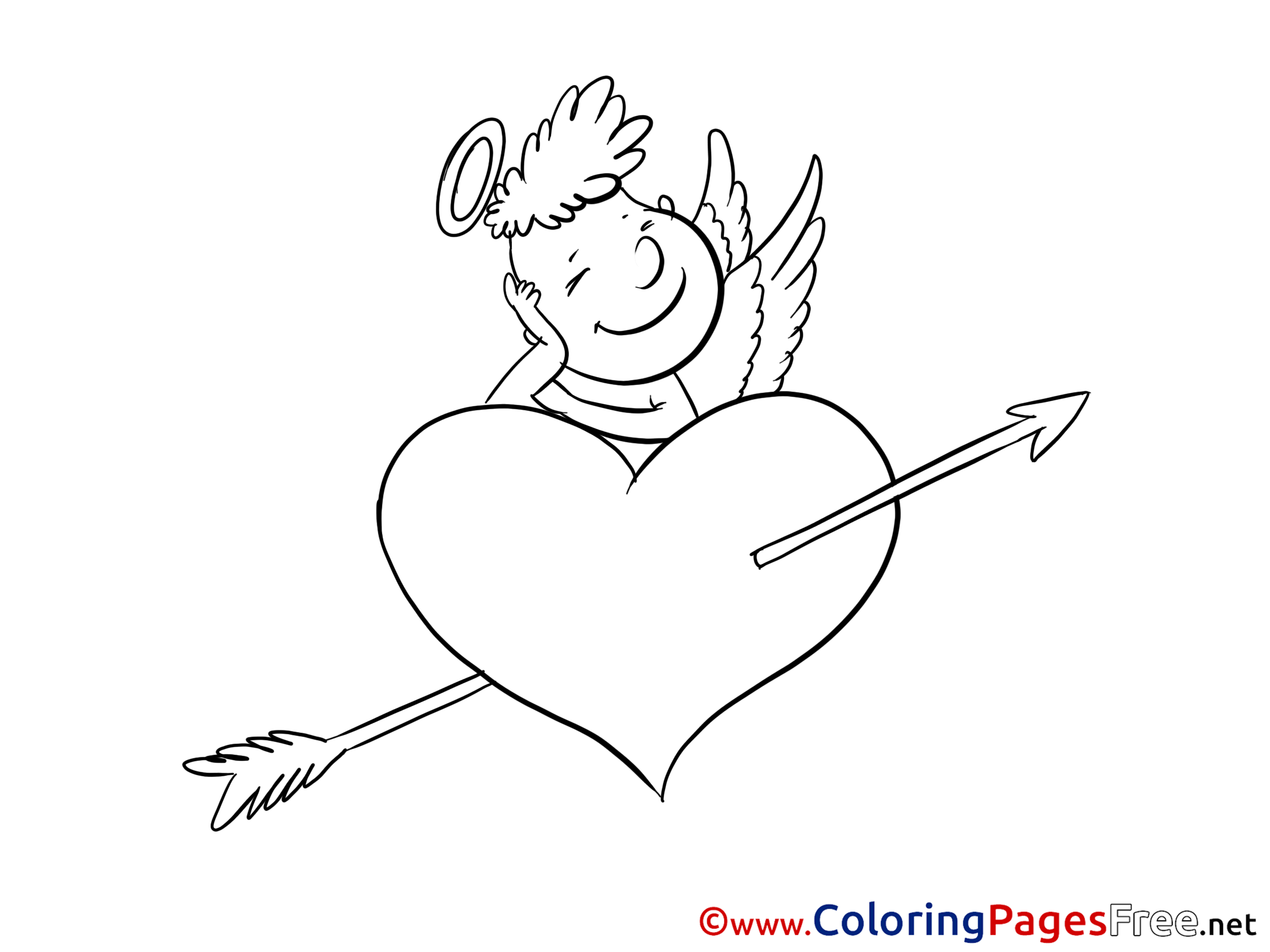 heart with an arrow coloring page